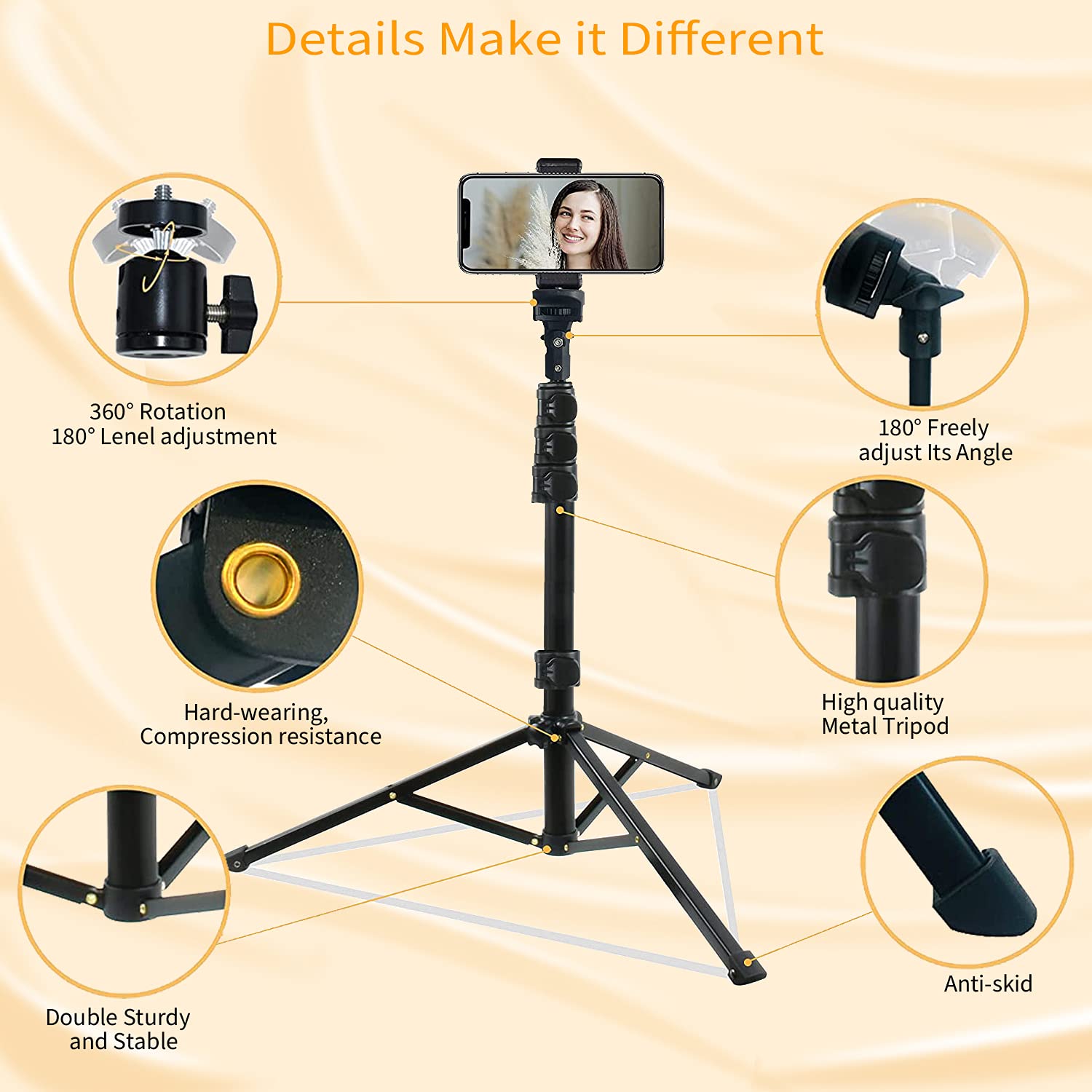TINOSP 10" Selfie Ring Light with 61" Tripod Stand & 2 Cell Phone Holders for Zoom/Makeup, Dimmable Led Ring Light with Remote Compatible with YouTube/Live/Tiktok/Instagram, Fit for Gopro & Camera