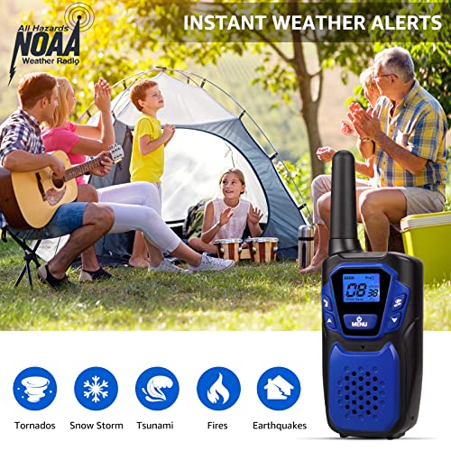 Topsung Walkie Talkies for Adult, Easy to Use Rechargeable Long Range Walky Talky Handheld Two Way Radio with NOAA for Hiking Camping(Blue 2 Pack)