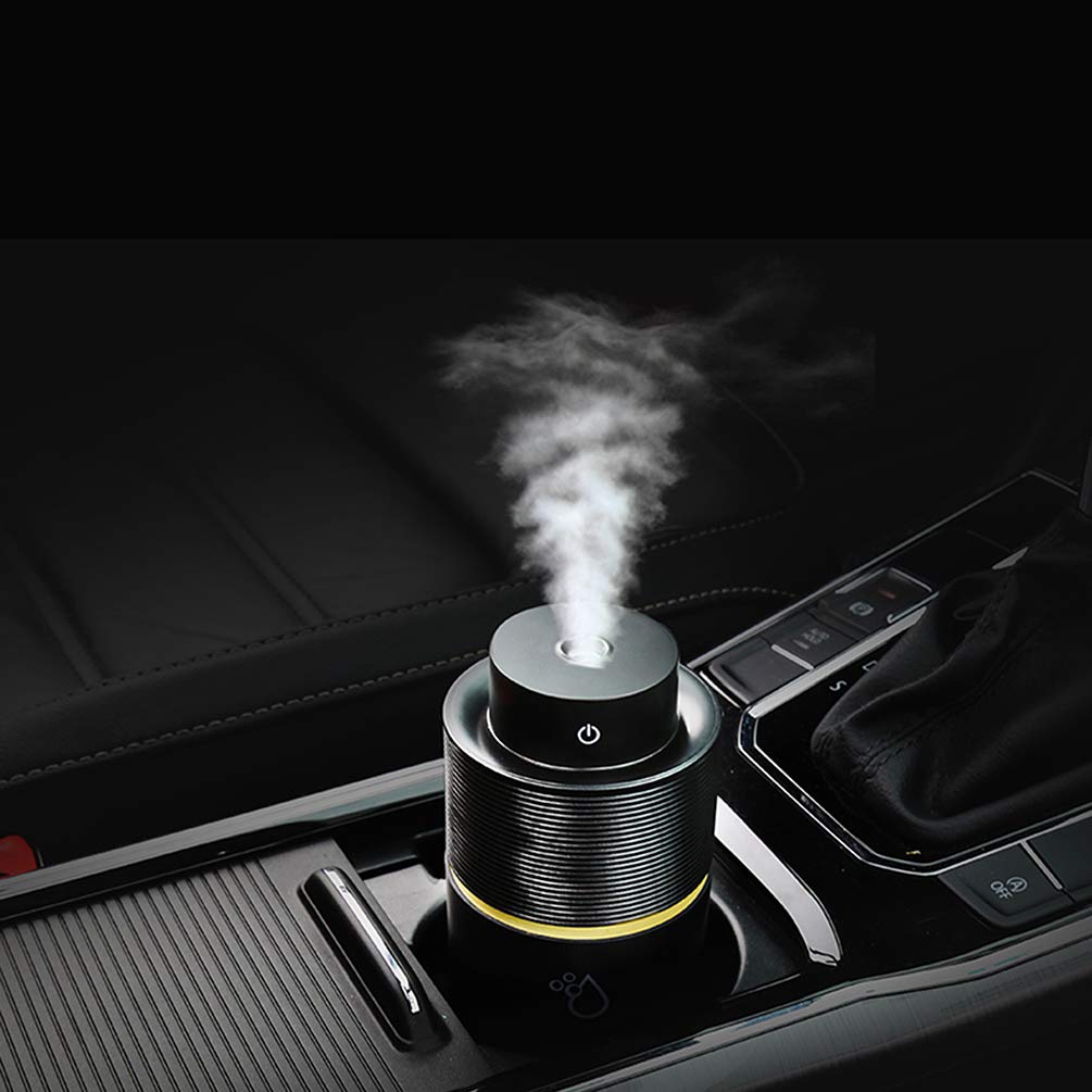 Vyaime Car Diffuser Car Humidifier, USB Essential Oil Diffusers 7 Colors LED Lights 200mL Big Capacity Aromatherapy Diffuser(Black-Grey)