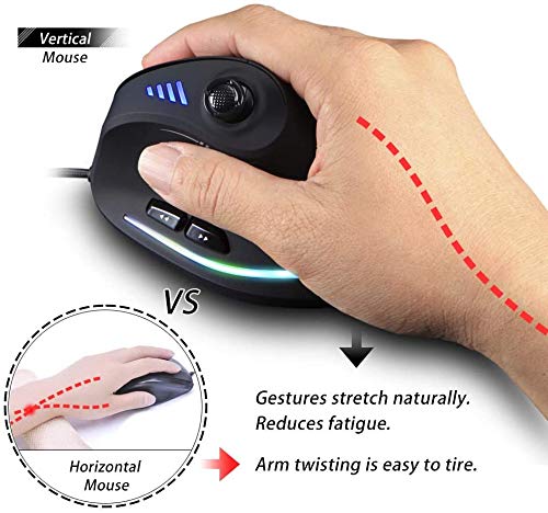 Zeerkeer Vertical Gaming Mouse Vertical Ergonomic Mouse with Adjustable DPI for Gamer/PC/Laptop/Desktop (Wired)
