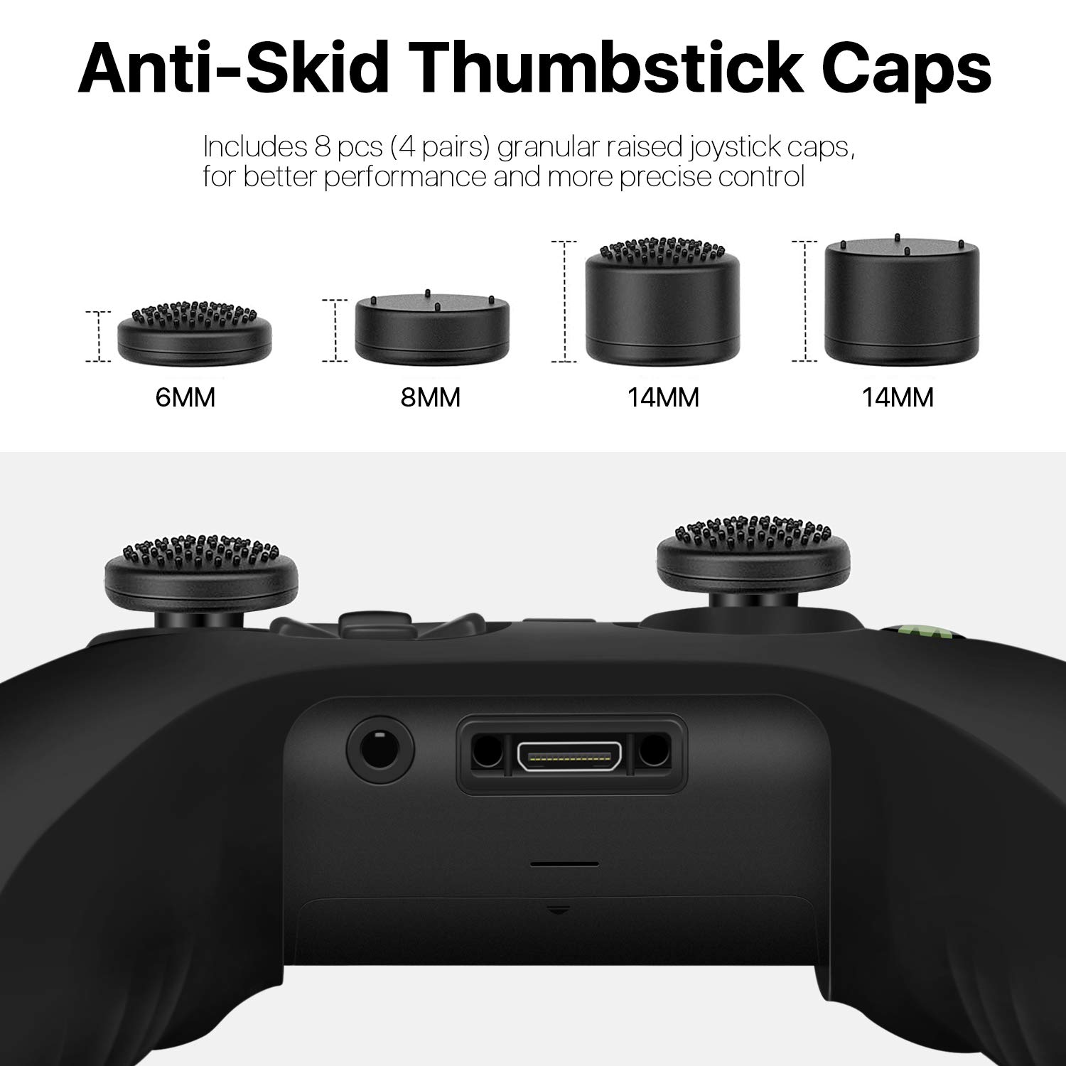 TNP Controller Cover Skin Case with Thumb Grip (4 Pack Blue+Red+Black+White) Fit for Xbox Series X S & X-Box One XS Wireless Gamepad - Soft Studded Anti-Slip Silicone Gel Rubber Stick Cap Accessories