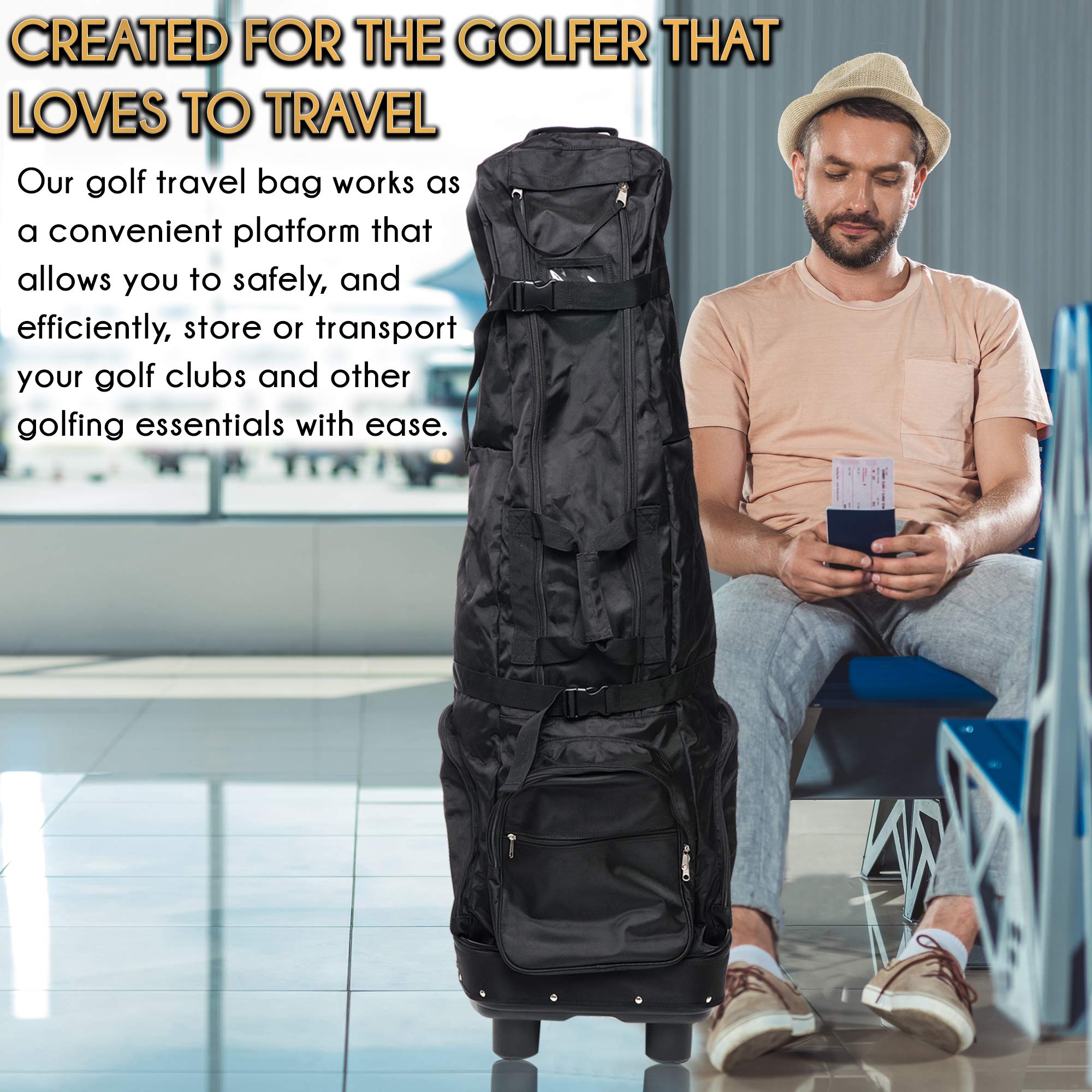 Travel Golf Bag by MTHERMAN | Easy Portability | Will Fold Up Into A Small and Lightweight Bundle When Not in Use | A Breeze to Use | Premium Quality Featuring A Weatherproof Design