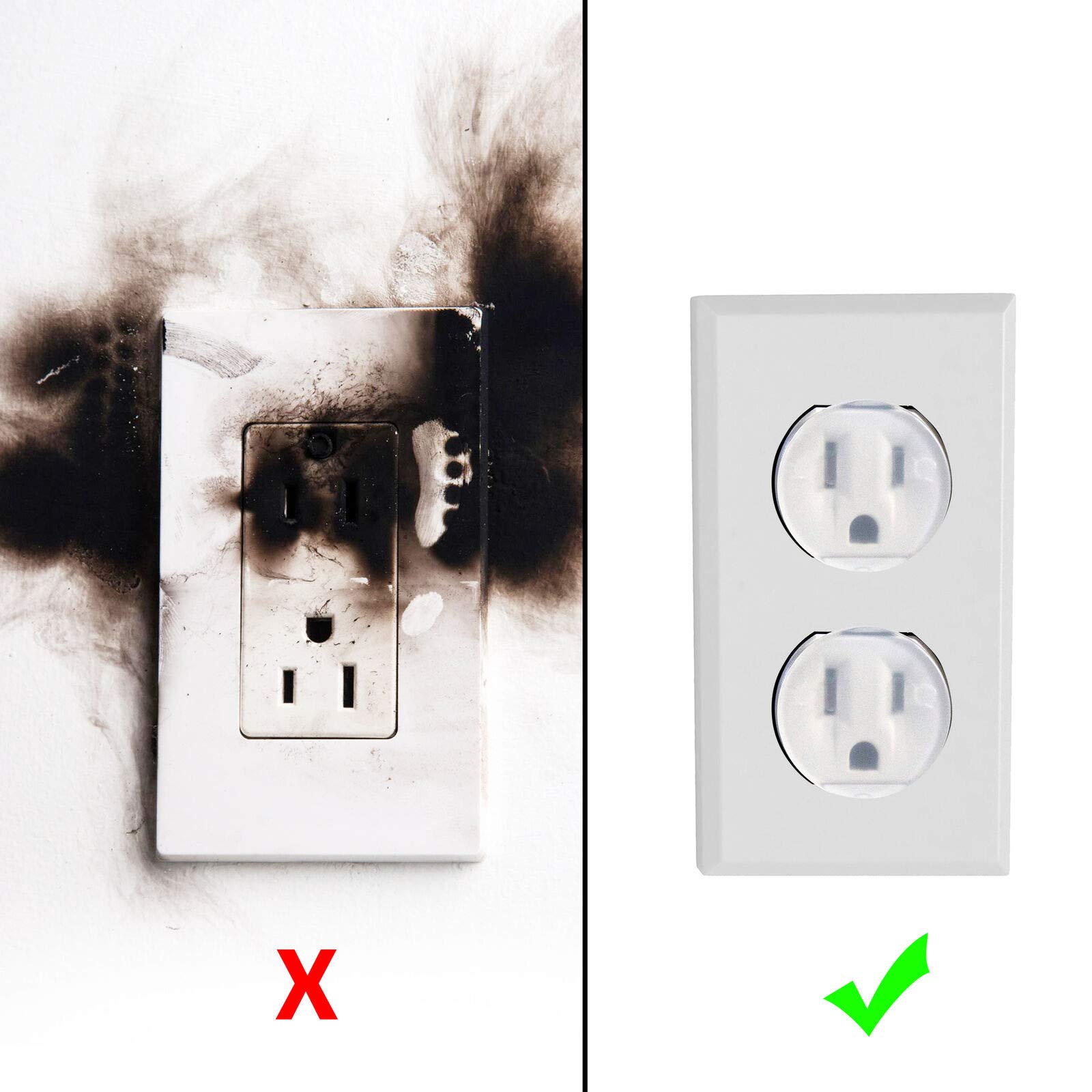 Tiny Patrol Clear Outlet Covers Babyproofing, Electric Plug Protectors, Childproof Socket Covers for Home and Office Protect Toddlers, Babies 15 Count