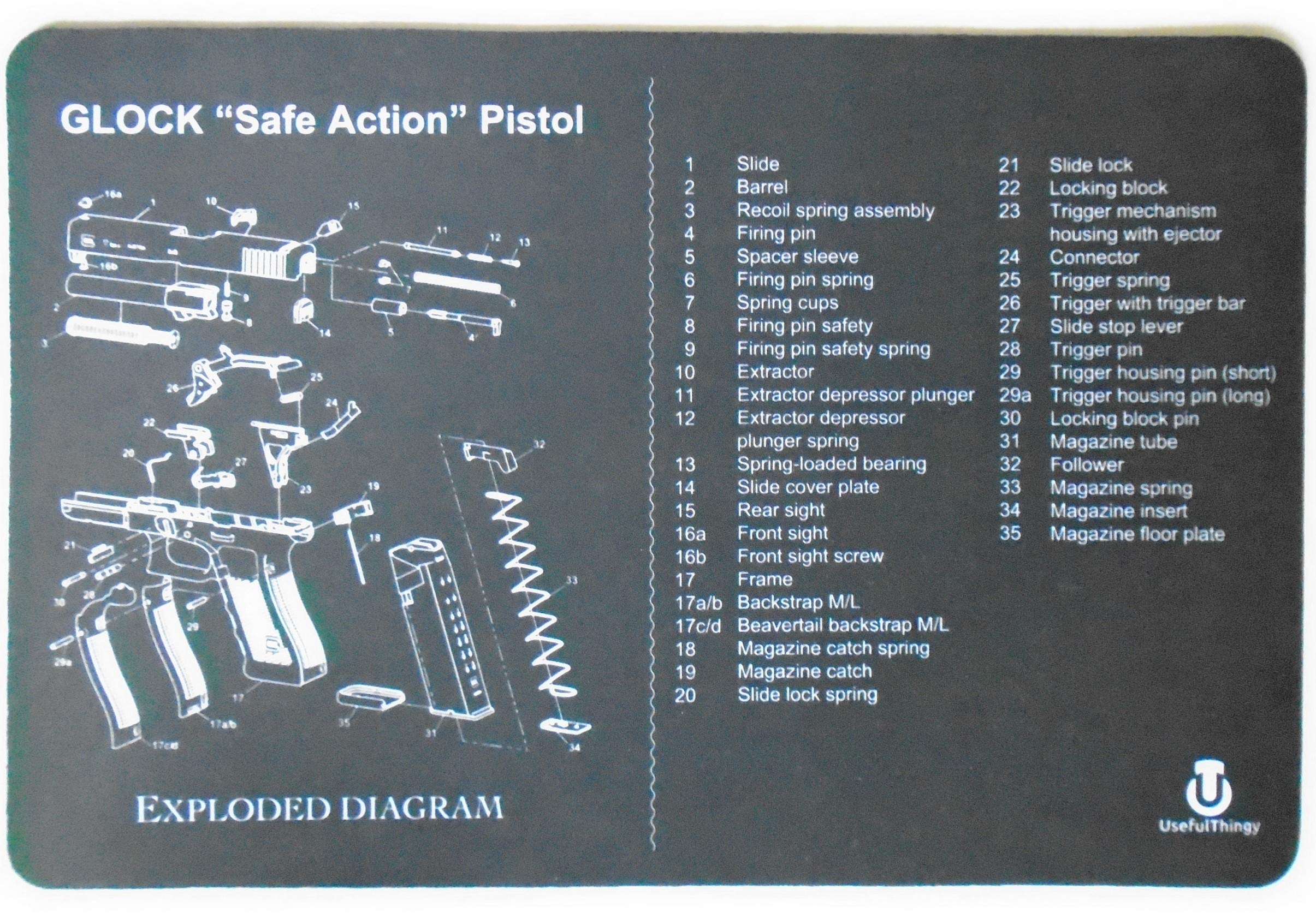 UsefulThingy Pistol Cleaning Mat - Printed Diagram