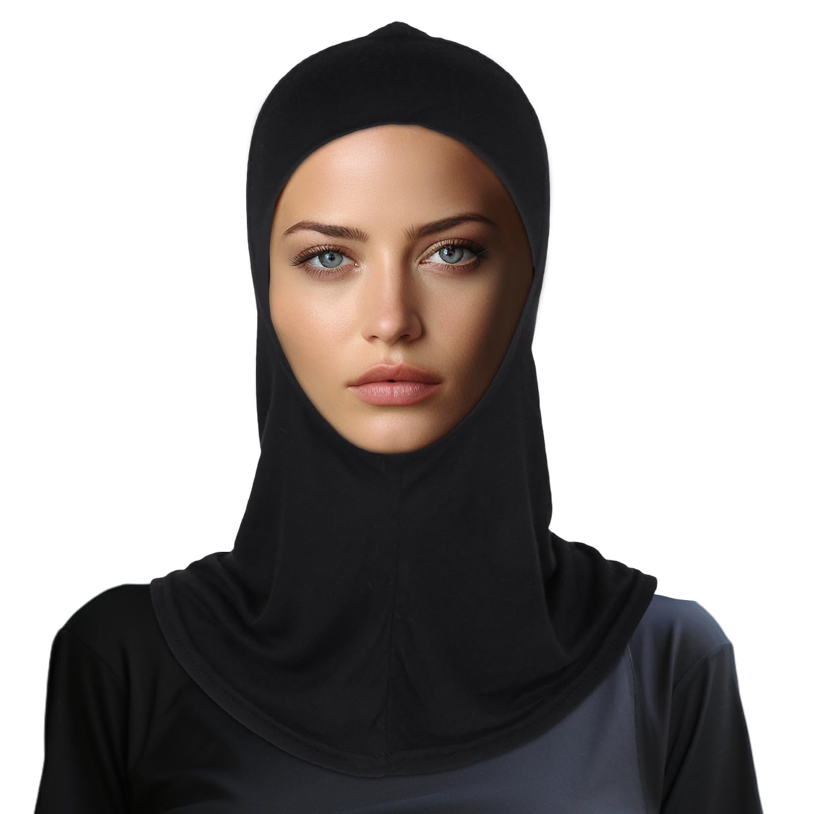 WLLHYF Solid Shawl Hijab for women Muslim Soft Breathable Stretch Long Hair Head Wraps Headkerchief Undercap for Women(Black)