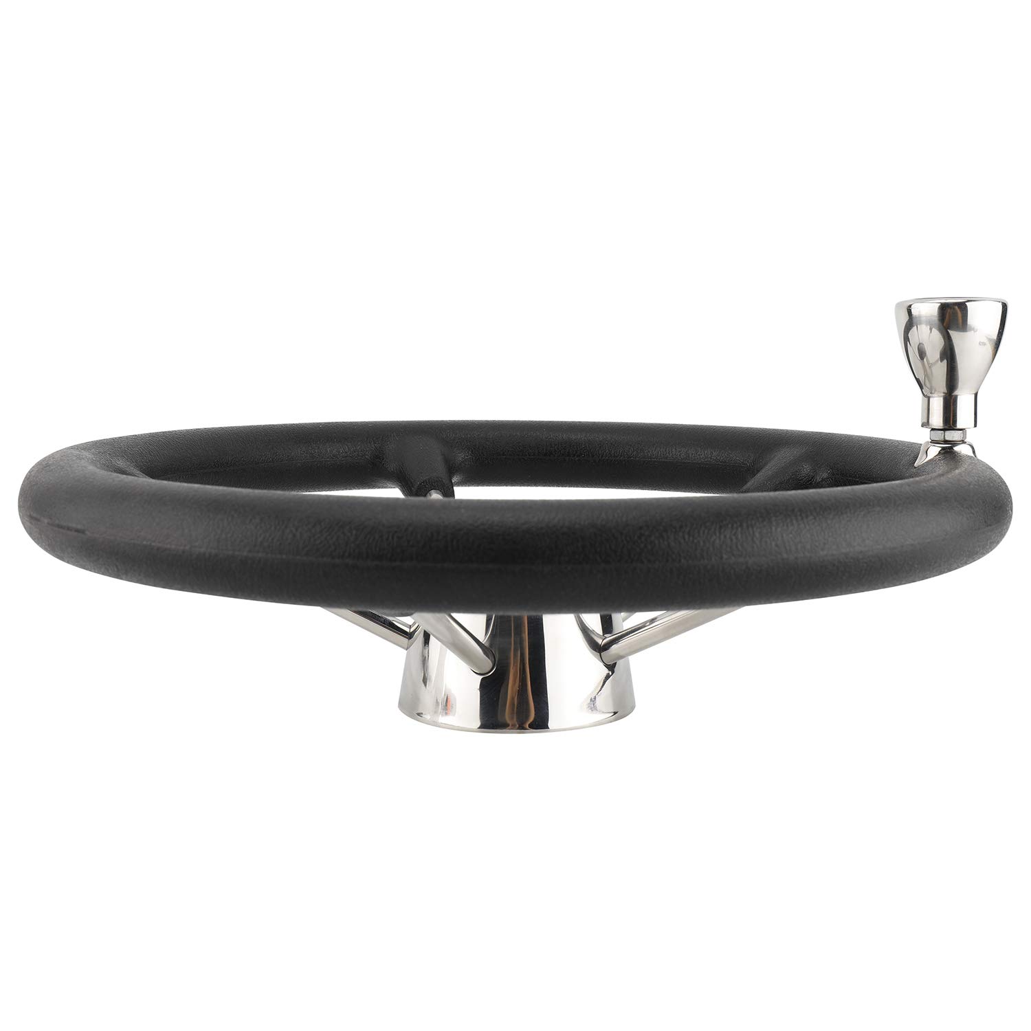 Yaegarden 11 Inch 5 Spokes Boat Steering Wheel, Stainless Marine Wheel with Black Foam Grip & Turning Knob