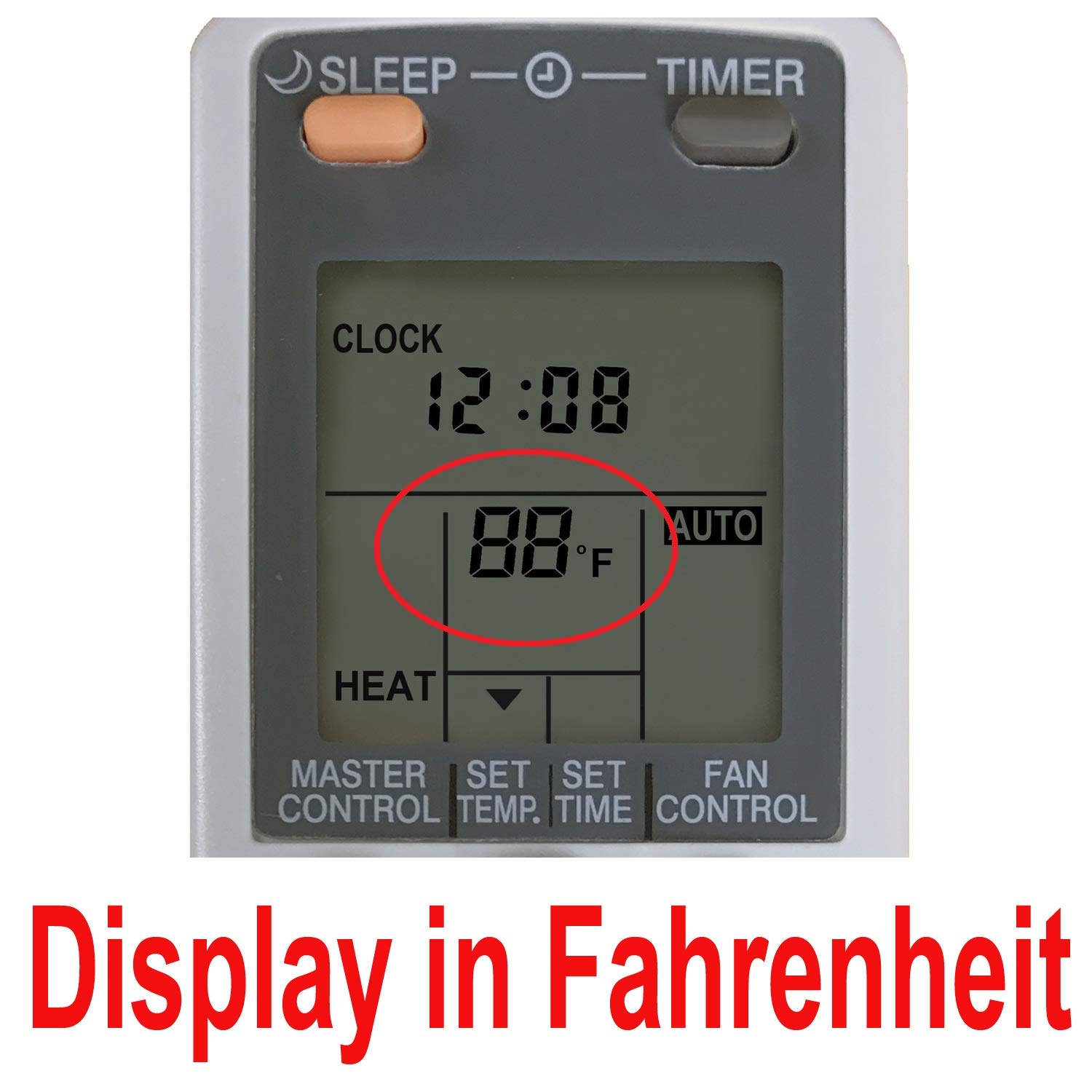 YING RAY Replacement for Fujitsu Air Conditioner Remote Control for Model AR-DL10 AR-DL12 ASU18C1 ASU18R1 ASU24C1 ASU24R1 ASU30C1 ASU18T ABU22 ABU30 ABU36 (Display in Fahrenheit Only)