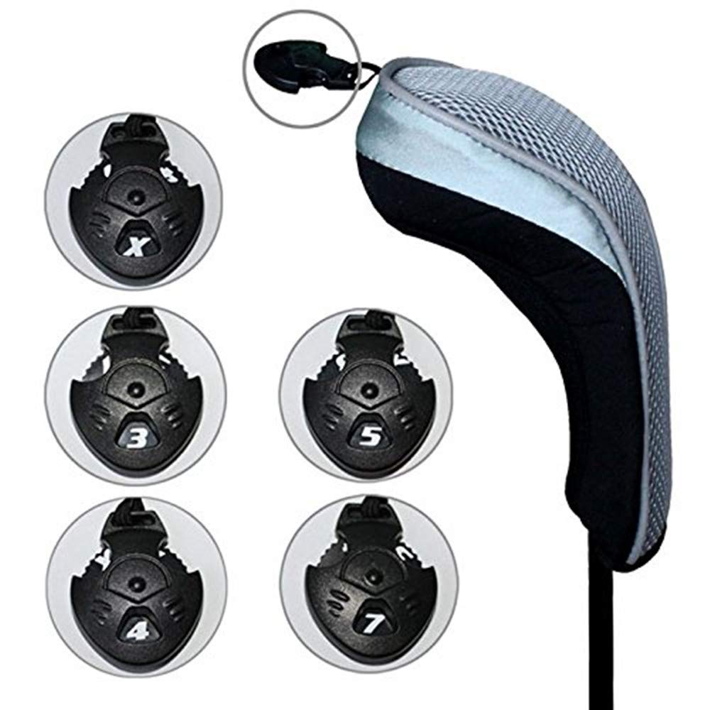SUNBRO Golf 4pcs Golf Accessories Hybrid Head Covers Set Rescue Headcovers Utility Club Protect Interchangeable Number Tag (Gray)