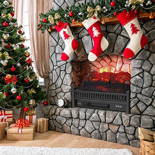 Winado 23" Electric Fireplace Insert Log Heater, Portable Fireplace with Realistic Ember Bed, Overheating Protection, Remote Control, CSA Certified 1400W Black
