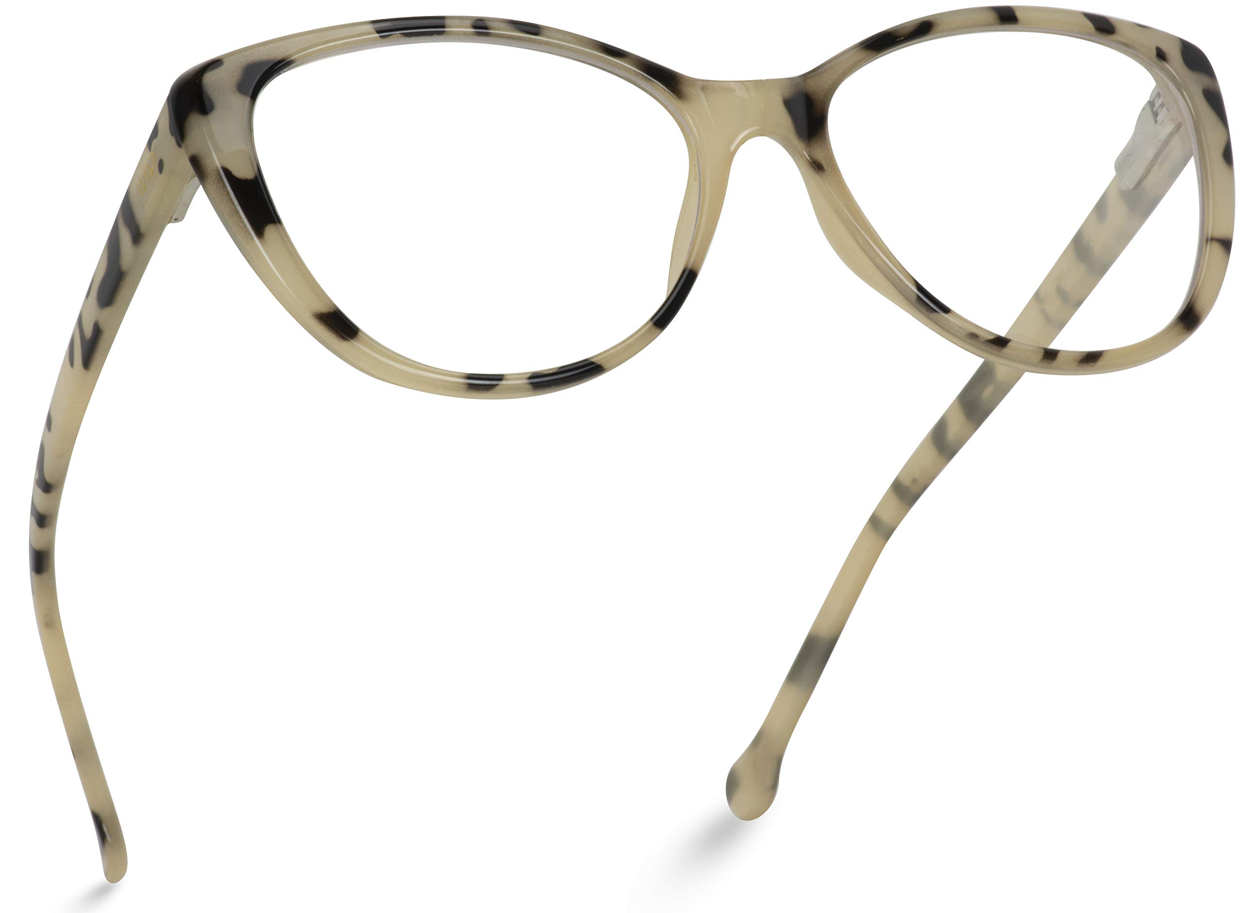 WearMe Pro Classic Elegant Women Cat Eye Style Blue Light Blocking Lens Protective Computer Glasses (Cream Tortoise Frame, 61)
