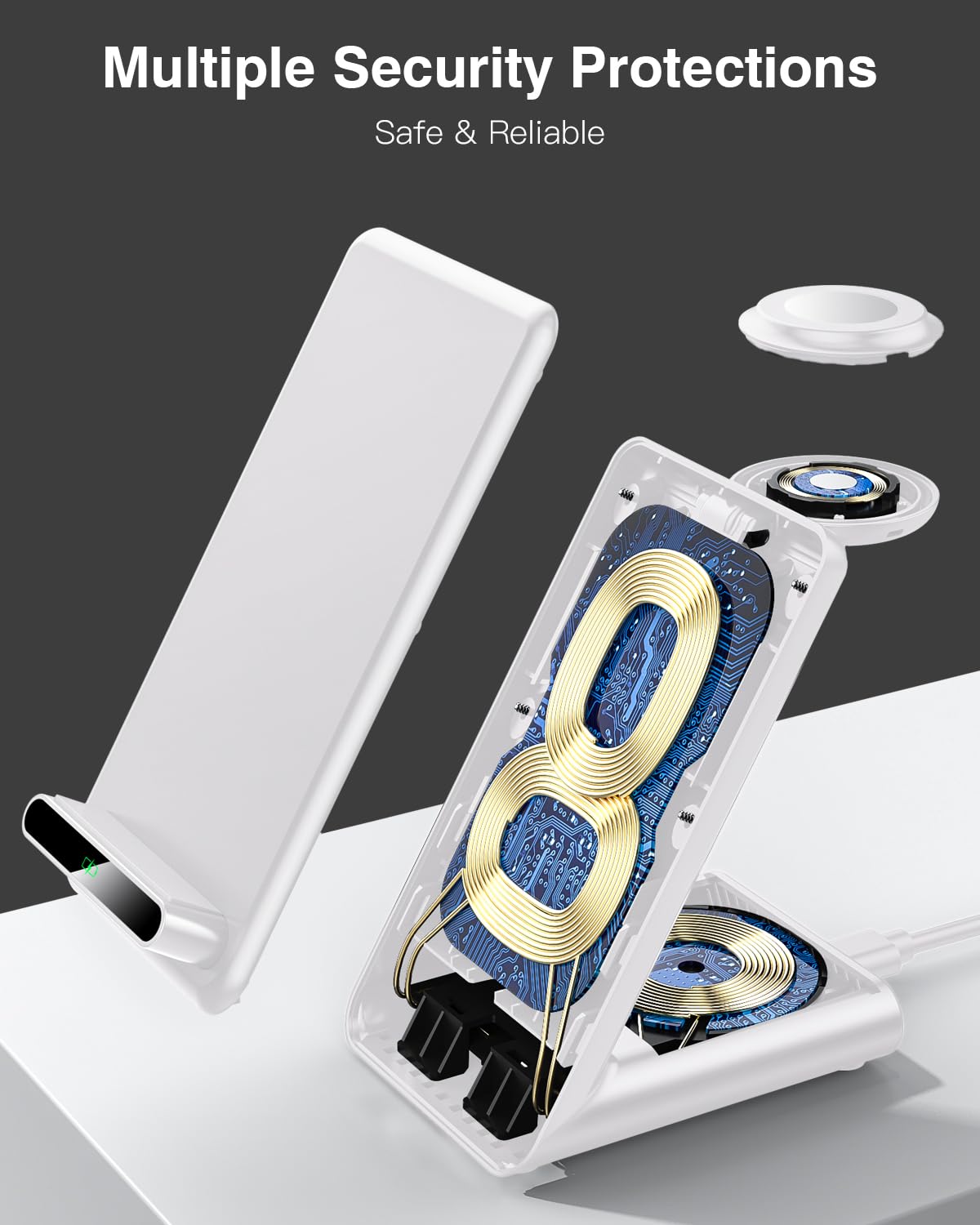 Wireless Charging Station,3 in 1 Wireless Charging Stand Made for Apple Watch Ultra 9 8 7 6 SE 5 4 3,Fast Wireless Charger Made for iPhone 15/Plus/Pro Max/14/13/12/11/X,for AirPods Pro(with Adapter)