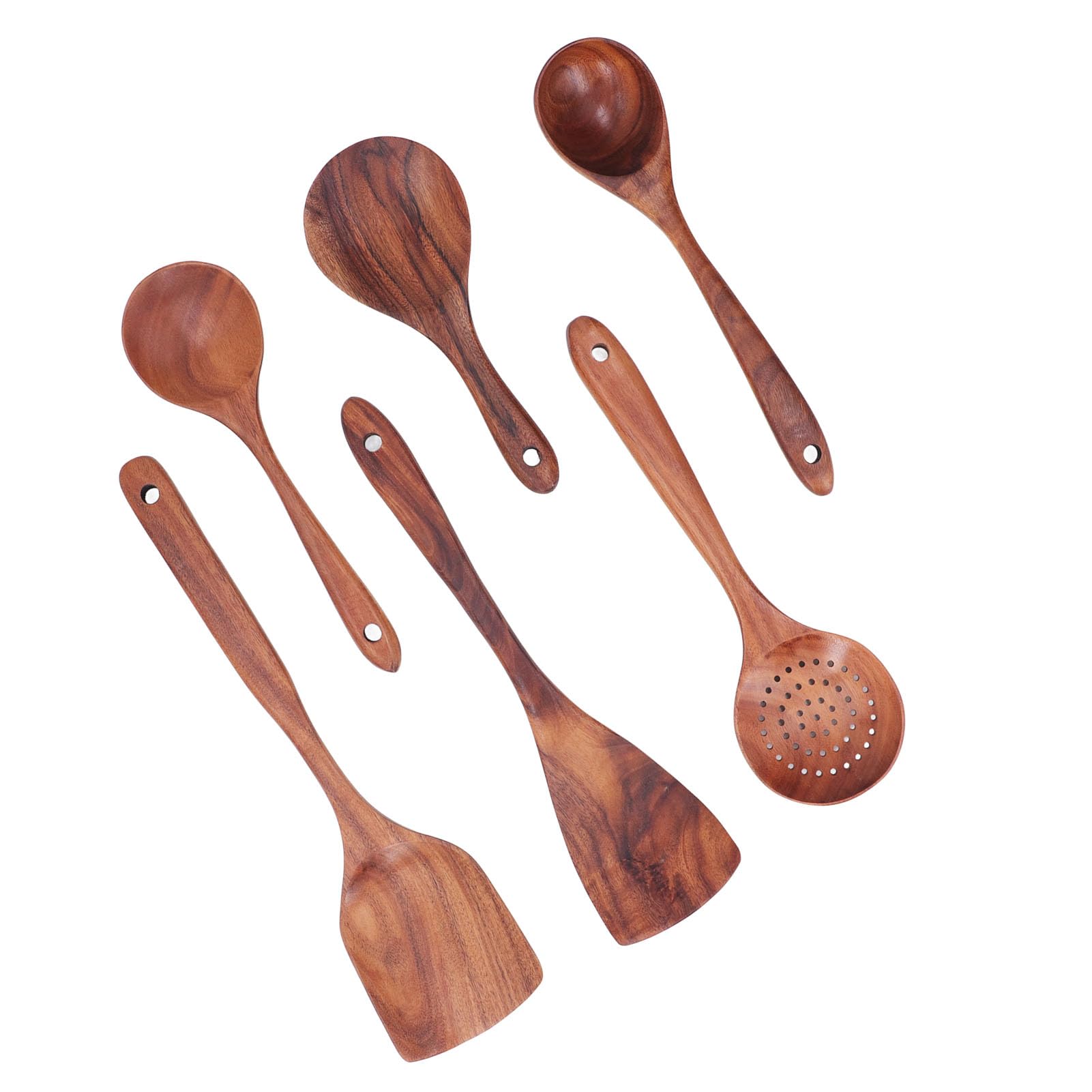 Wooden Cooking Utensils Set Comfortable Grip, Stable, Premium Wood Material, Simple & Stylish Design, Versatile Kitchen Utensils with Holder for Nonstick Cookware