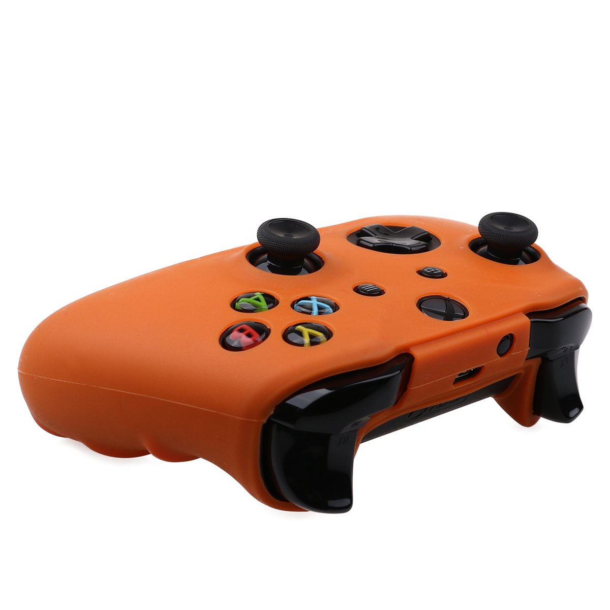 YoRHa Silicone Cover Skin Case for Microsoft Xbox One X & Xbox One S Controller x 1(Orange) with Pro Thumb Grips 8 Pieces