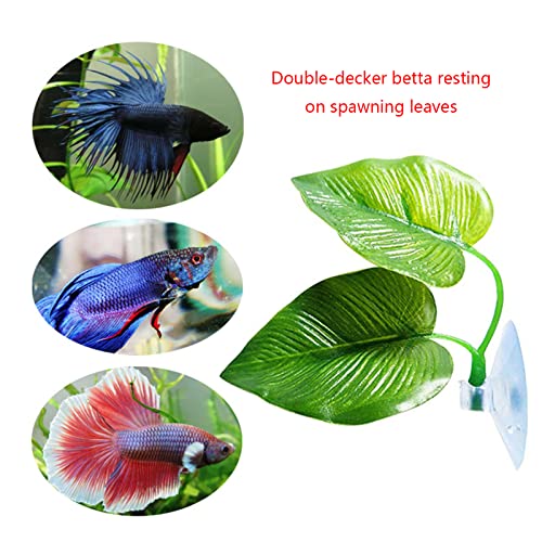 WE-POLUJ 1 Pack Betta Fish Leaf Pad Plastic Leaves Rest Area for Fish Tank Simulating Natural Habitat Improves Betta Health, Beta Tank Decorations