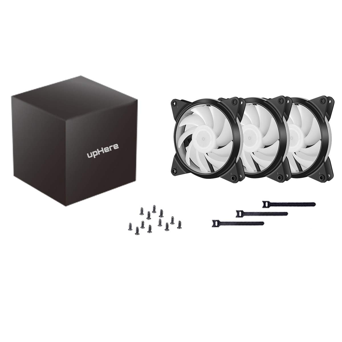 upHere 120mm 3-Pin Quiet Edition Rainbow LED Effect Case Fan for Computer Cooling,3-Pack,T3CF3-3