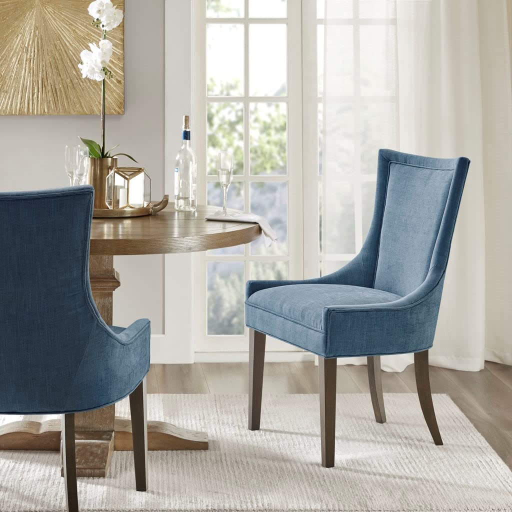 WEALTHOME Set of 2 Traditional Dining Chairs with High-Back and Light Blue Upholstery β Solid Wood Legs in Ultra Grey Finish β Ample Seating, Easy Assembly, Robust 300 lbs Capacity