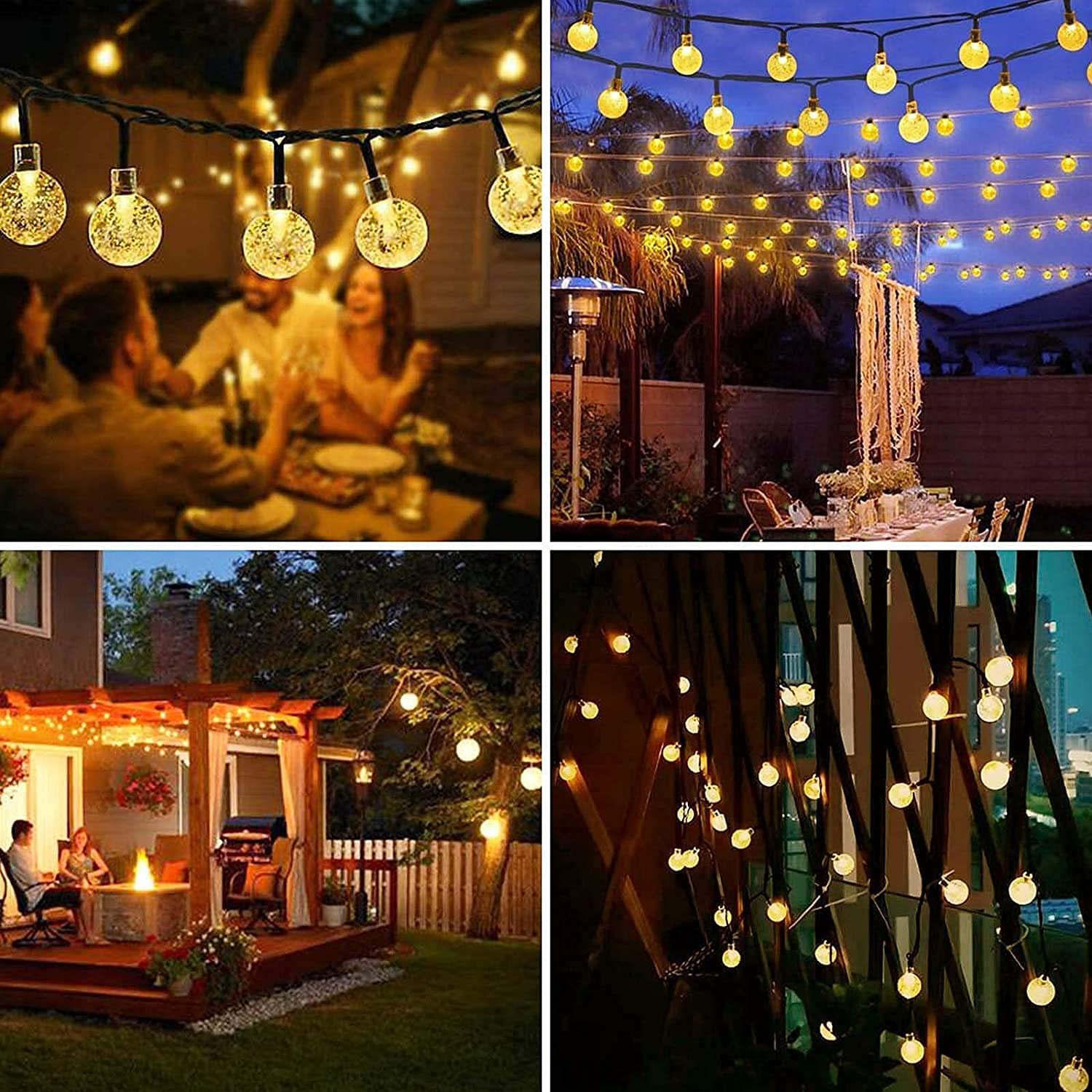 YIQU Extra-Long 2-Pack 92FT 160 LED Crystal Globe Solar String Lights, Super Bright Solar Lights Outdoor Waterproof, Solar Globe Lights for Tree Garden Patio Balcony Party (Warm White)