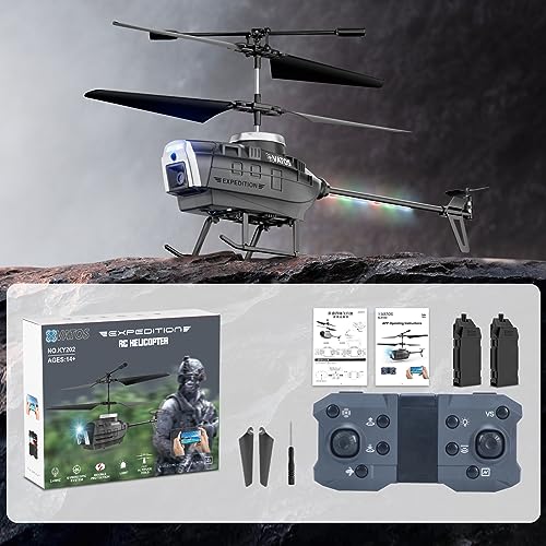 VATOS Remote Control Helicopter Obstacle Avoidance with Camera,2.4GHz 3.5CH RC Helicopter with LED Lights,Support One-Key Take Off Landing,Altitude Hold,Gyroscope,WiFi FPV Live Video for Beginners