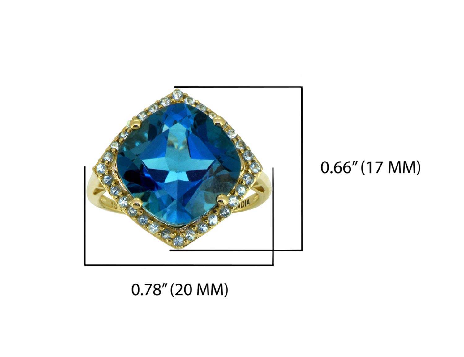 YoTreasure 7.17 ct London Blue Topaz Ring Solid 14k Yellow Gold Jewelry