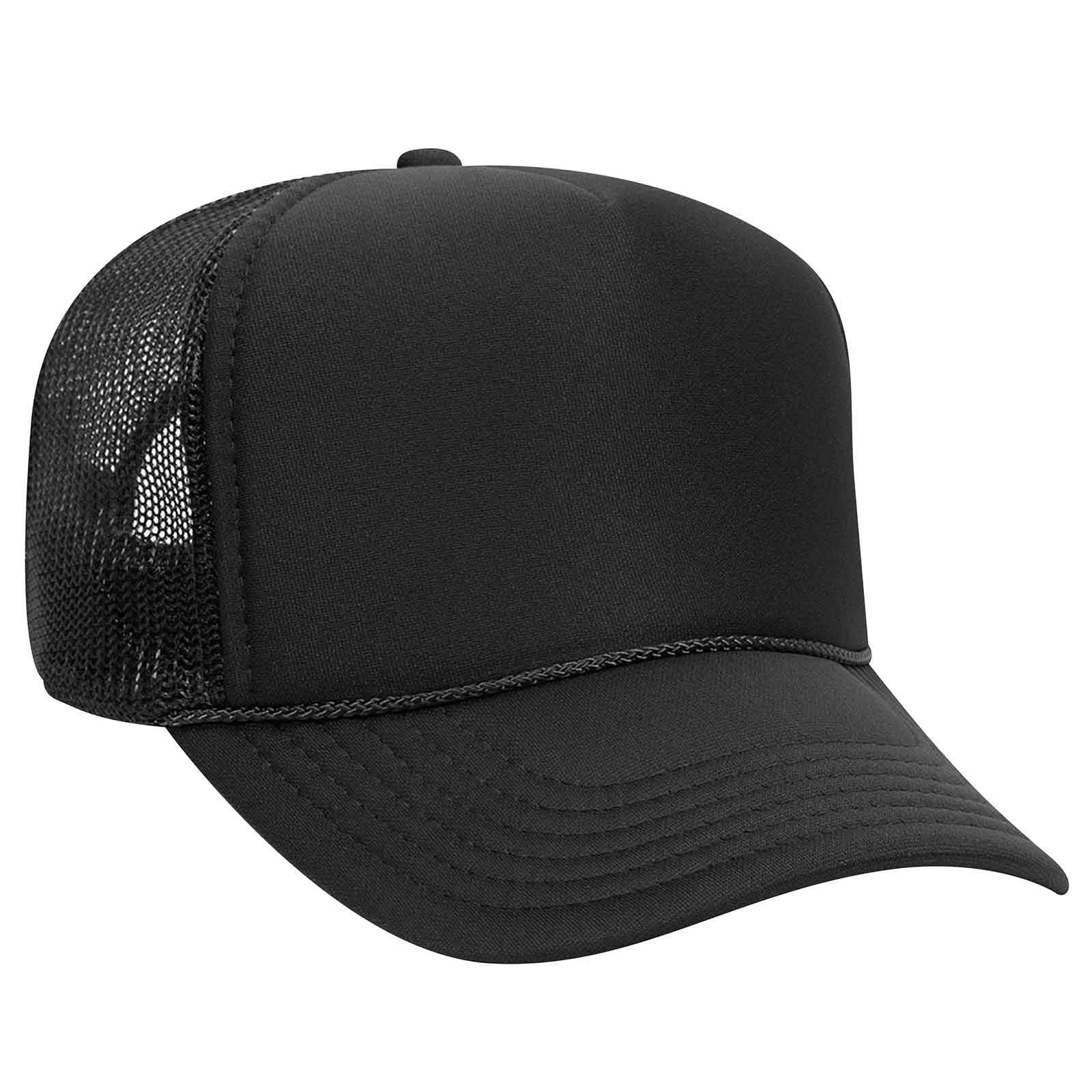Trucker Hat, Stiff Structured Front Panels Baseball Golf Dad Cap, Breathable Mesh Side, Adjustable Fit – Sport & Casual Wear Black