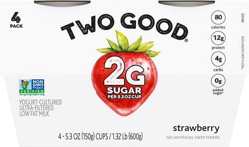 Too Good & Co. Strawberry Flavored Greek Yogurt Cultured Product, 5.3 OZ Cups