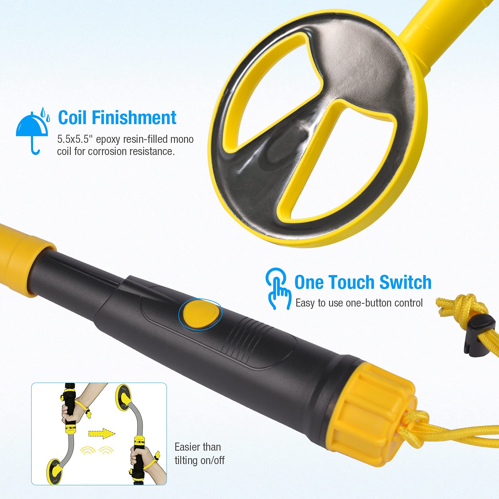 Wedigout Underwater Fully Waterproof Pin Pointer Metal Detector 100Feet Waterproof Handheld Pulse Induction Metal Finder with Pin Point Feature LED Indicator