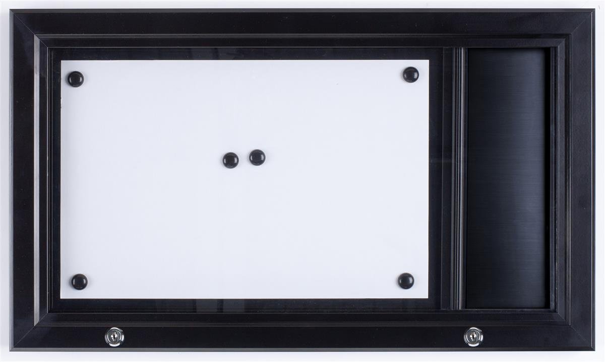 Weather Resistant, Magnetic Surface, Bulletin Board with Swing-Open Locking Door, Wall Mounted, Matte Black Finish Aluminum Frame, with Header, for Indoor Or Outdoor Use