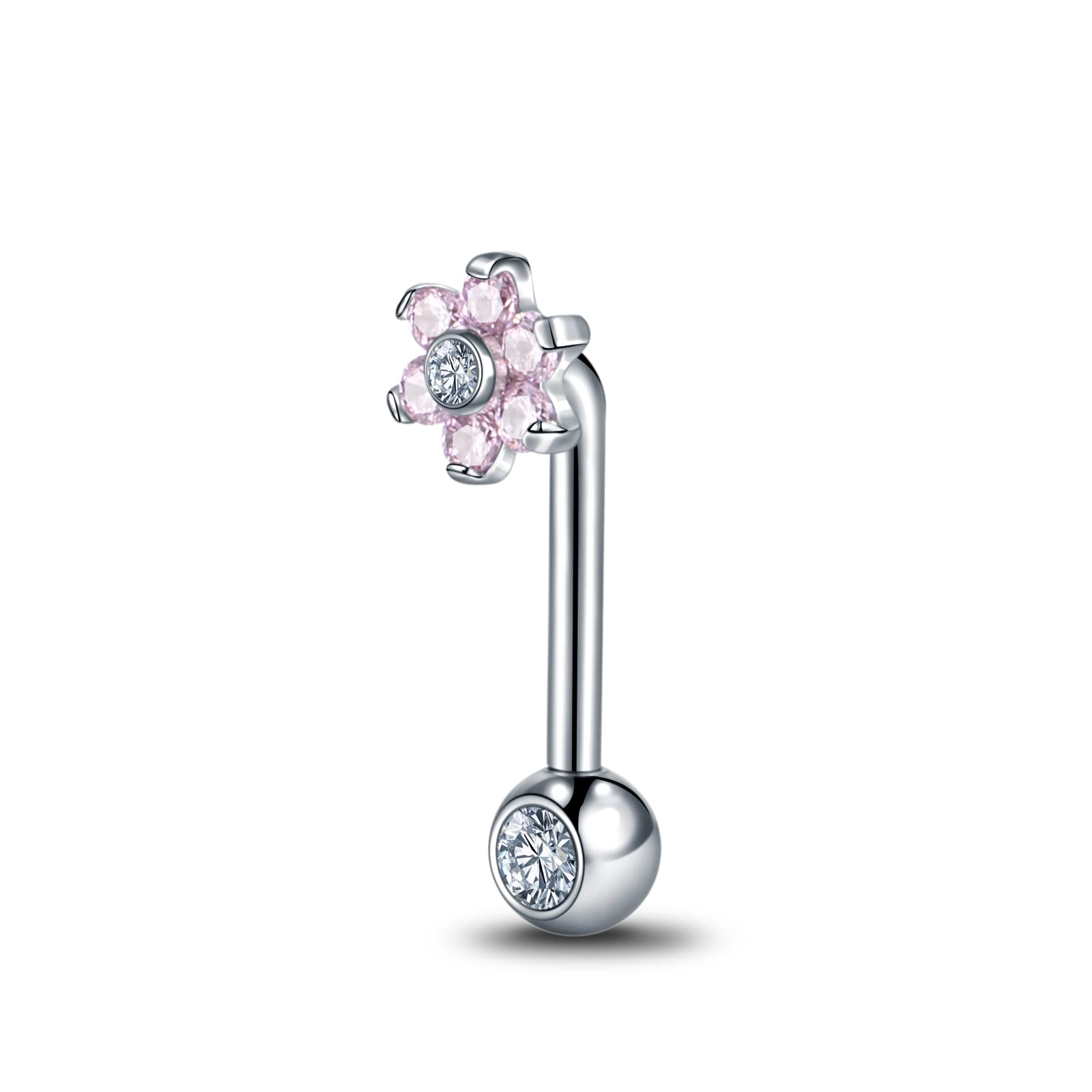 Xpircn 14G G23 Titanium Christina Piercings Barbell VCH Bar Genital Jewellery Curved Barbell Piercing Jewelry (Pink)