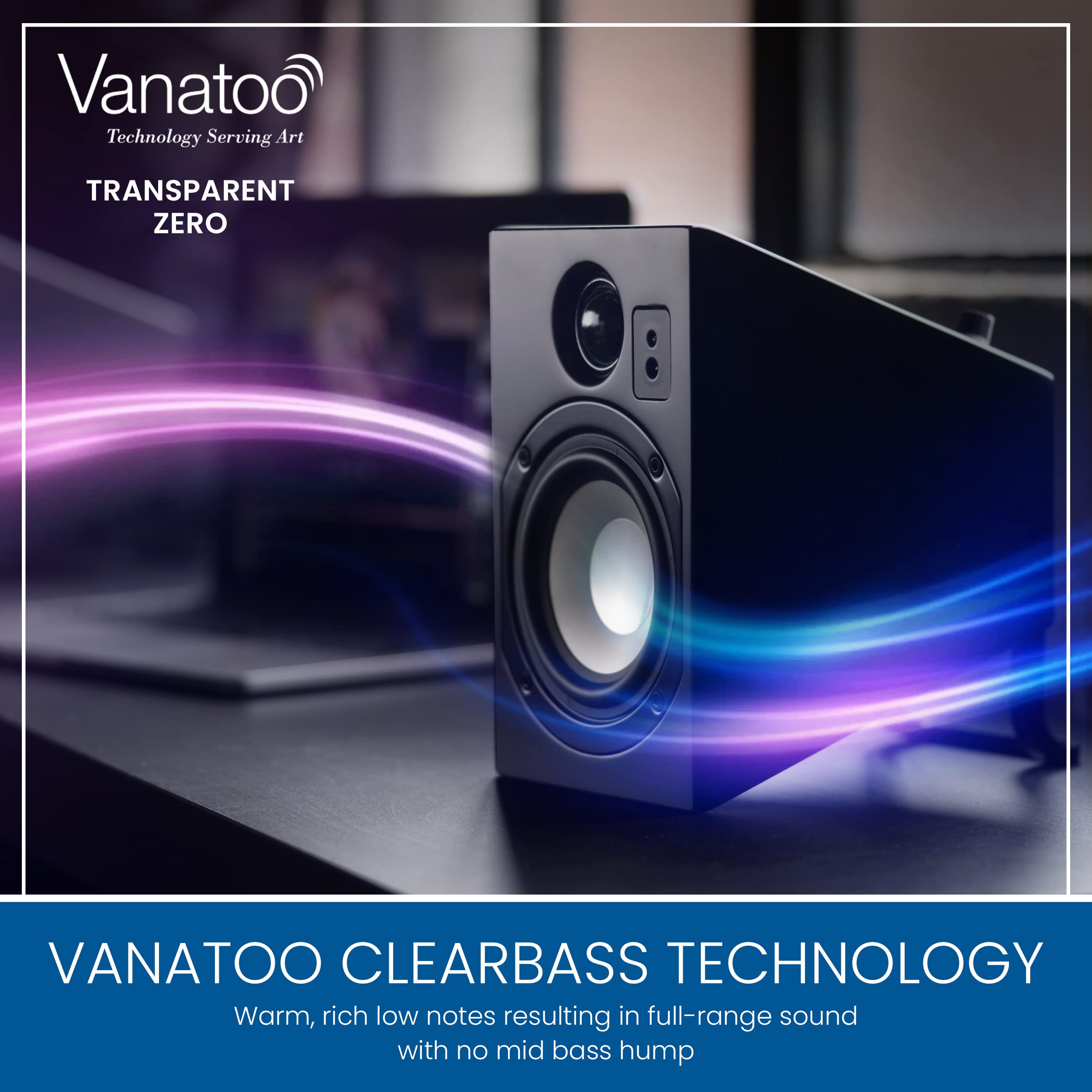 Vanatoo Transparent Zero Powered Speakers - Bluetooth Speakers - Speakers AUX, USB, Optical, Analog - Computer Speakers - TV Speakers - Gaming Speakers - Black, Set of 2