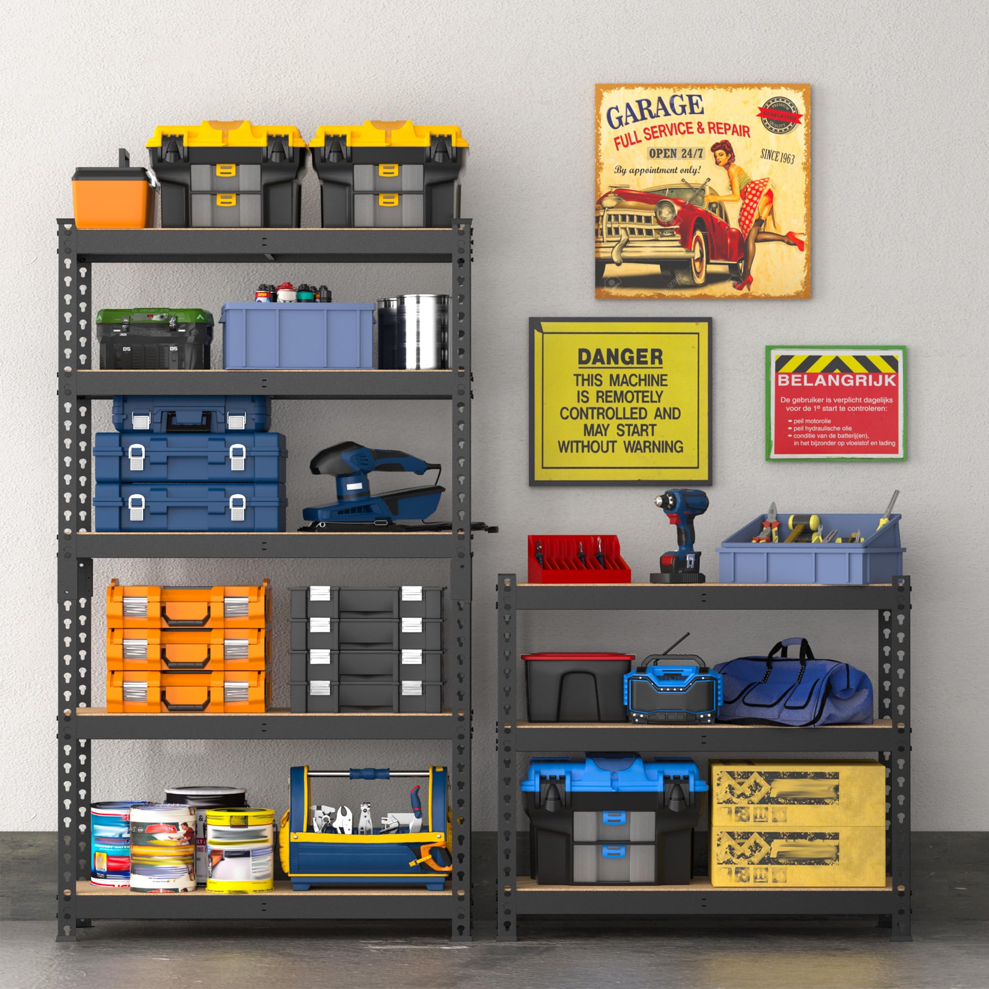 WORKPRO 5-Tier Metal Storage Shelving Unit, 36”W x 18”D x 72”H, Adjustable Storage Rack Heavy Duty Shelf with Particle Board, 4000 lbs Load Capacity (Total) for Garage Warehouse, Black/Silver