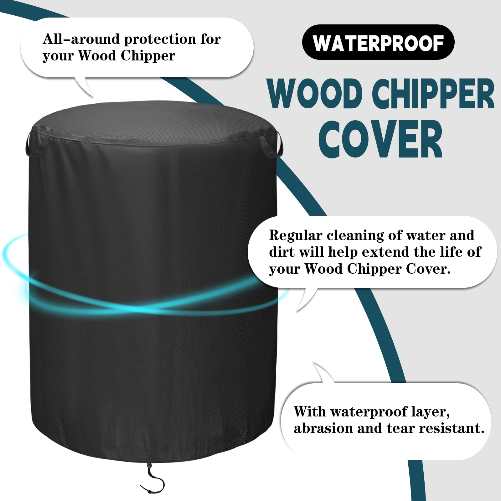 TORUTA Woodchipper Shredder Mulcher Cover 36" x 42" Electric Leaf Mulcher Cover Shredder Protection,Black
