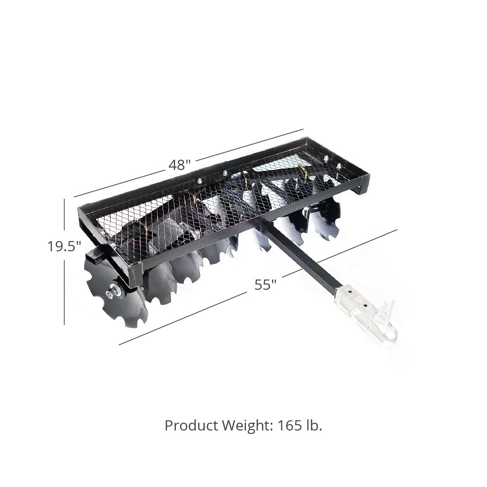 Titan Distributors Inc. 4-Ft Notched Disc Harrow Attachment Pull Behind for ATV and UTV 2-in Towball Hitch