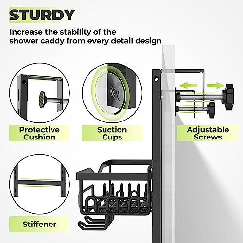 Vmiya 3-Tier Over-the-Door Shower Caddy, Hanging Shower Caddy Rack with Soap and Toothbrush Holder, Rustproof Bathroom Shampoo Holder for Shower