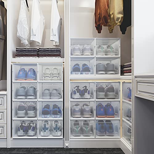 YITAHOME Shoe Storage Box, 18 PCS Medium Size Shoe Storage Organizers Stackable Shoe Storage Box Rack Containers Drawers
