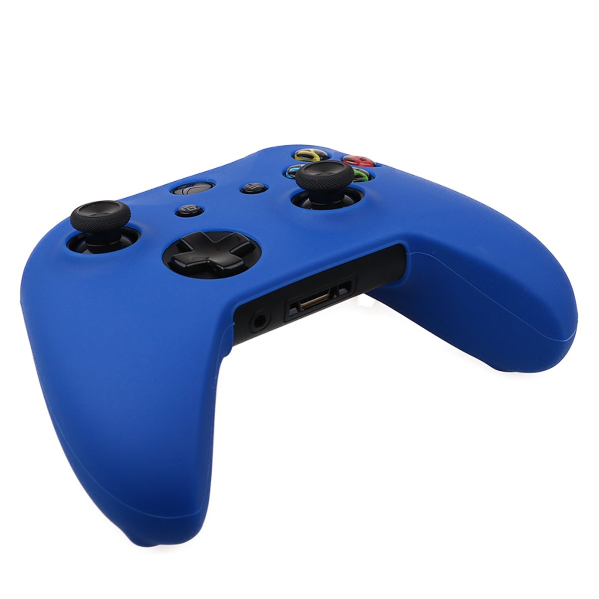 YoRHa Silicone Cover Skin Case for Microsoft Xbox One S Controller x 1(Blue) with Pro Thumb Grips 8 Pieces