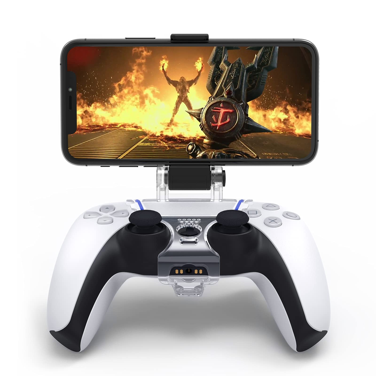 YUANHOT Controller Phone Mount for PS5, Phone Clip Clamp Bracket Holder with Adjustable Stand