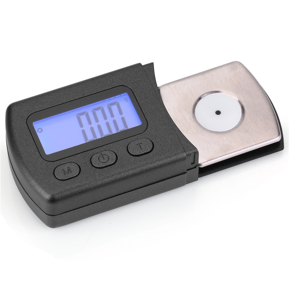 Tosuny Professional Turntable Stylus Force Scale Gauge Tester High Sensitivity Tracking Force Gauge， Large LCD Screen with Blue Backlight, 0.01g / 5g Calibration Weight