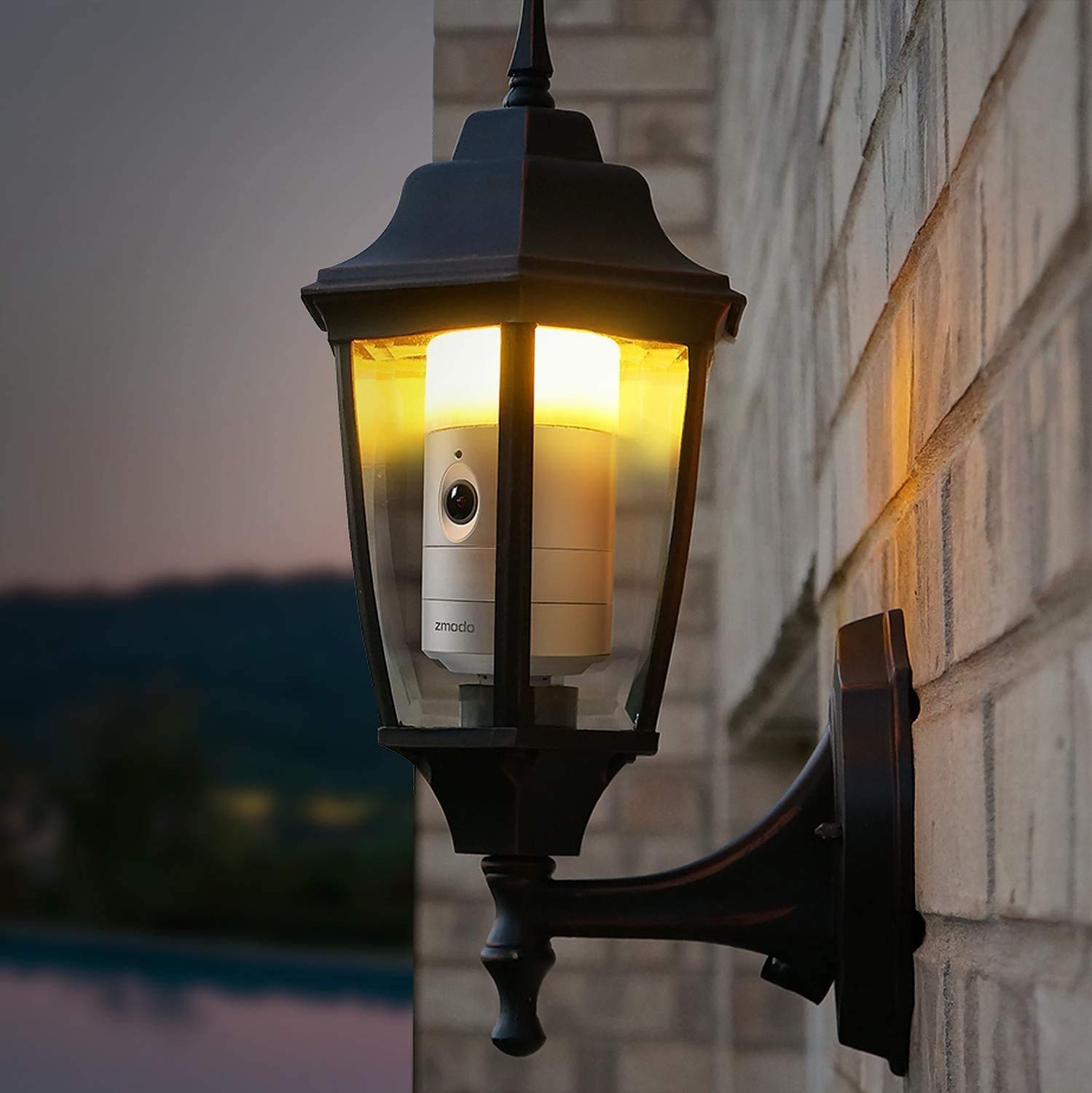 Zmodo Torch 360 Smart Home Garden Door Light Wireless Camera, Outdoor Wide Angle, Motion Alert, Silver, without Infrared Night Vision