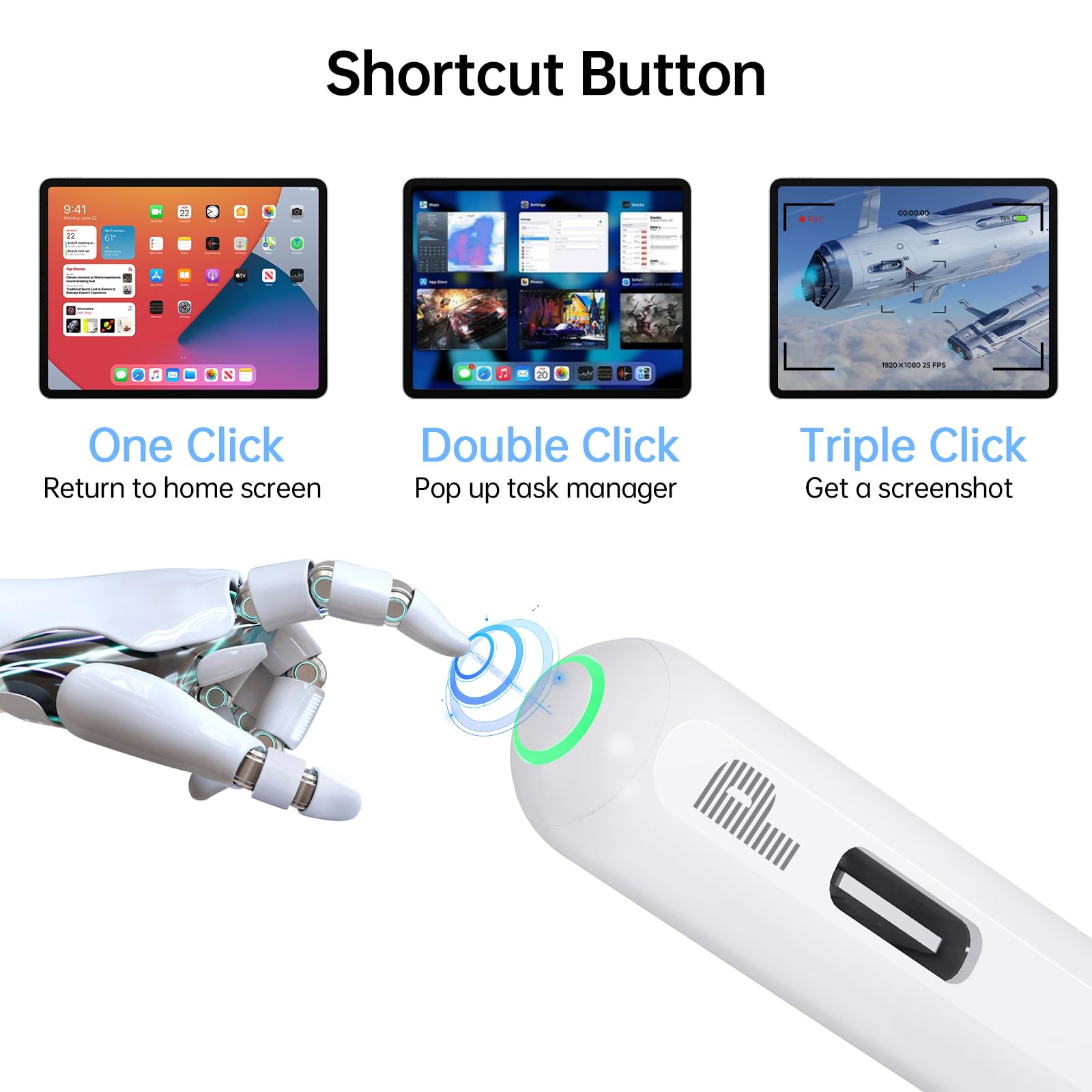 Stylus Pen for iPad with Magnetic Wireless and Wired Charging, Apple Pencil 2nd Generation, Use as iPad Pencil with iPad Pro 12.9" 3/4/5/6, iPad Pro 11" 1/2/3/4, iPad Air 4/5, iPad Mini 6