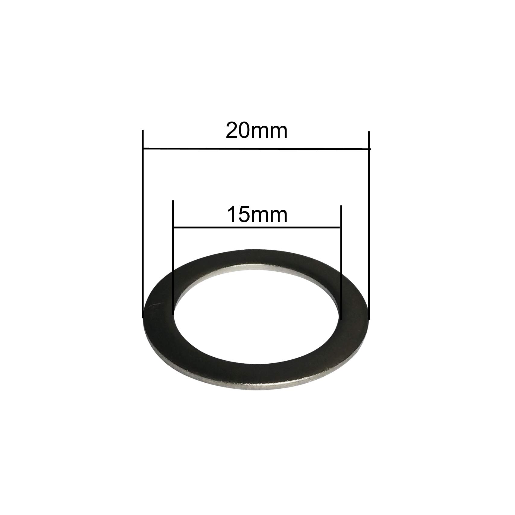 Yuauy 10 x Pedal Washers 20mm x 15mm w/ 1mm Thickness Stainless Steel Replacement Silver for Moutain Bike Road Bike