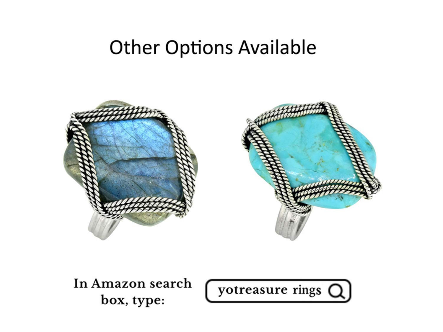 YoTreasure Natural Labradorite Solid 925 Sterling Silver Twisted Wire Wrap Antique Ring