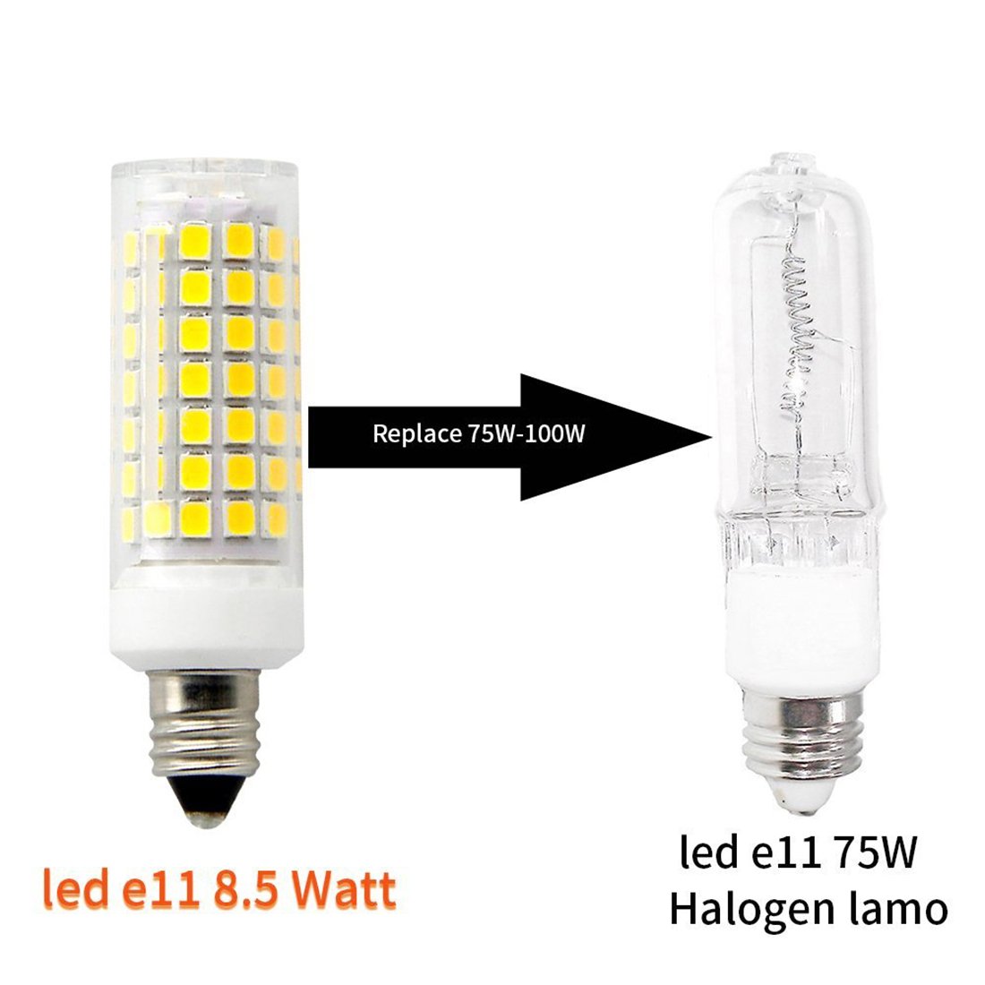 ziyidianzhi E11 LED Bulb Dimmable, 8W (75W 100W Halogen Bulbs Equivalent), Mini Candelabra Base, AC110V120V 130V, 6000K Daylight for Chandeliers Ceiling Fan Light, Pack of 4
