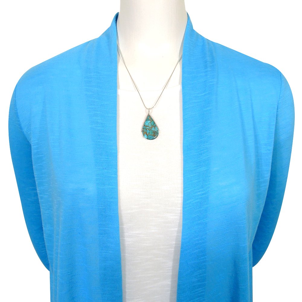Turquoise Necklace Pendant & Earrings Set Genuine Turquoise 20" Necklace (Teal/Matrix Turquoise)