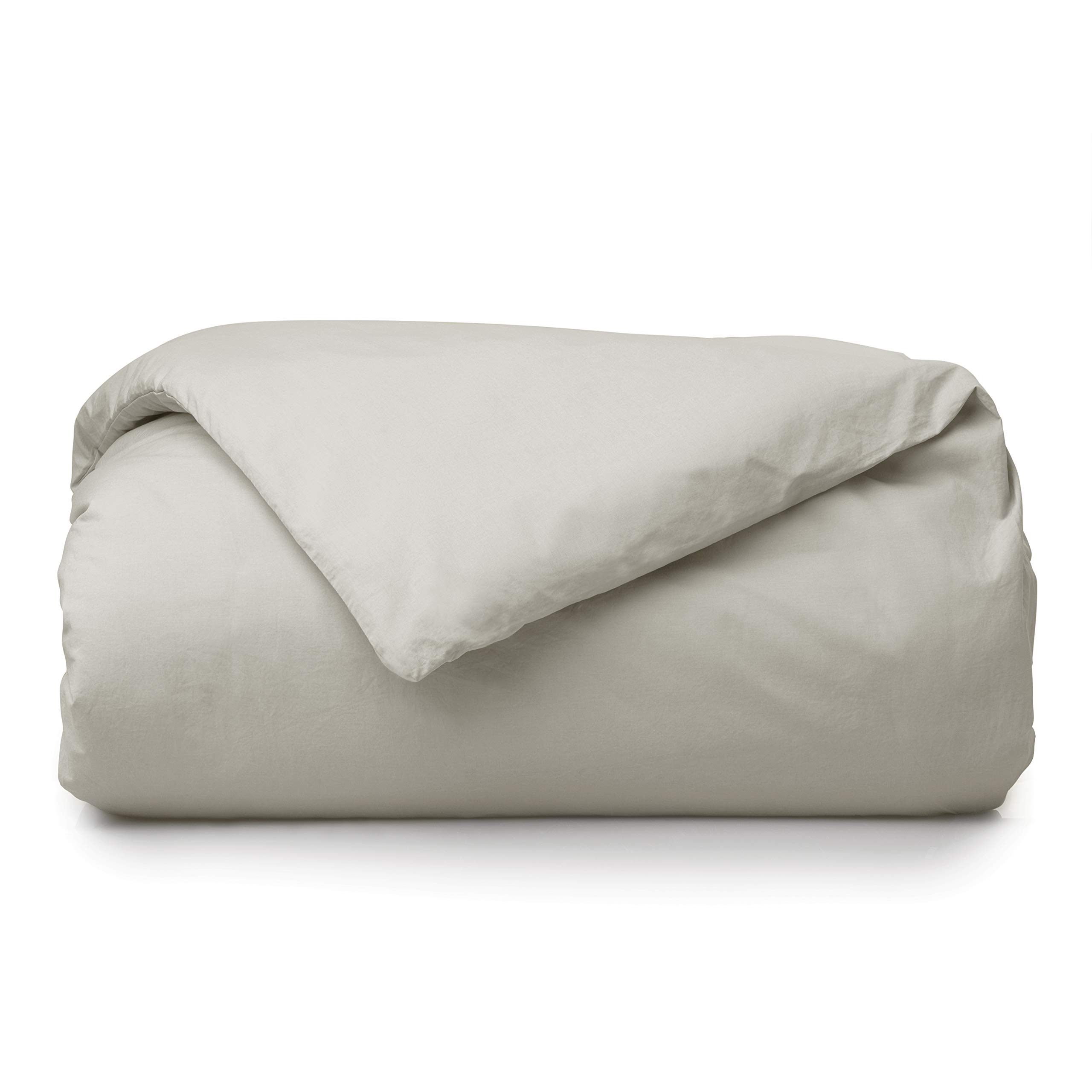 Welhome Cozy 100% Cotton Percale Washed Reversible Duvet Cover Set | King Size (Castlerock) | 108" x 92" | 3 Piece Set | Lightweight | Cool & Crisp | Breathable | Ideal for Summers