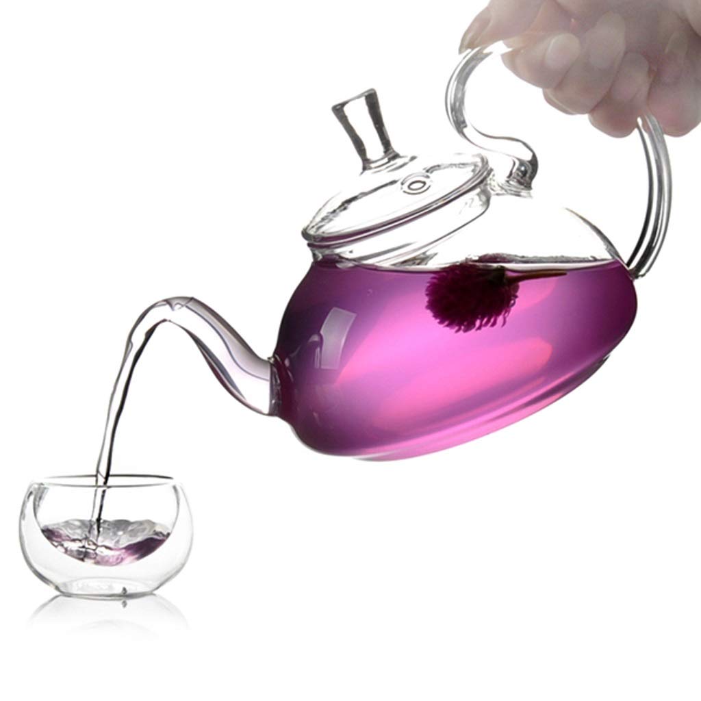 ZNZN Creative Glass Kettle for Boiling Water On Open Flame Clear Kettle with Portable Handle (600ml/ 20.2oz, 800ml/ 27oz) Multifunctional Water Kettle (Size : Large)