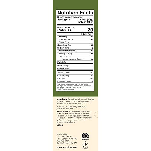 Teeccino French Roast Chicory Coffee Alternative - Ground Herbal Coffee That’s Prebiotic, Caffeine-Free & Acid Free, Dark Roast, 11 Ounce (Pack of 3)