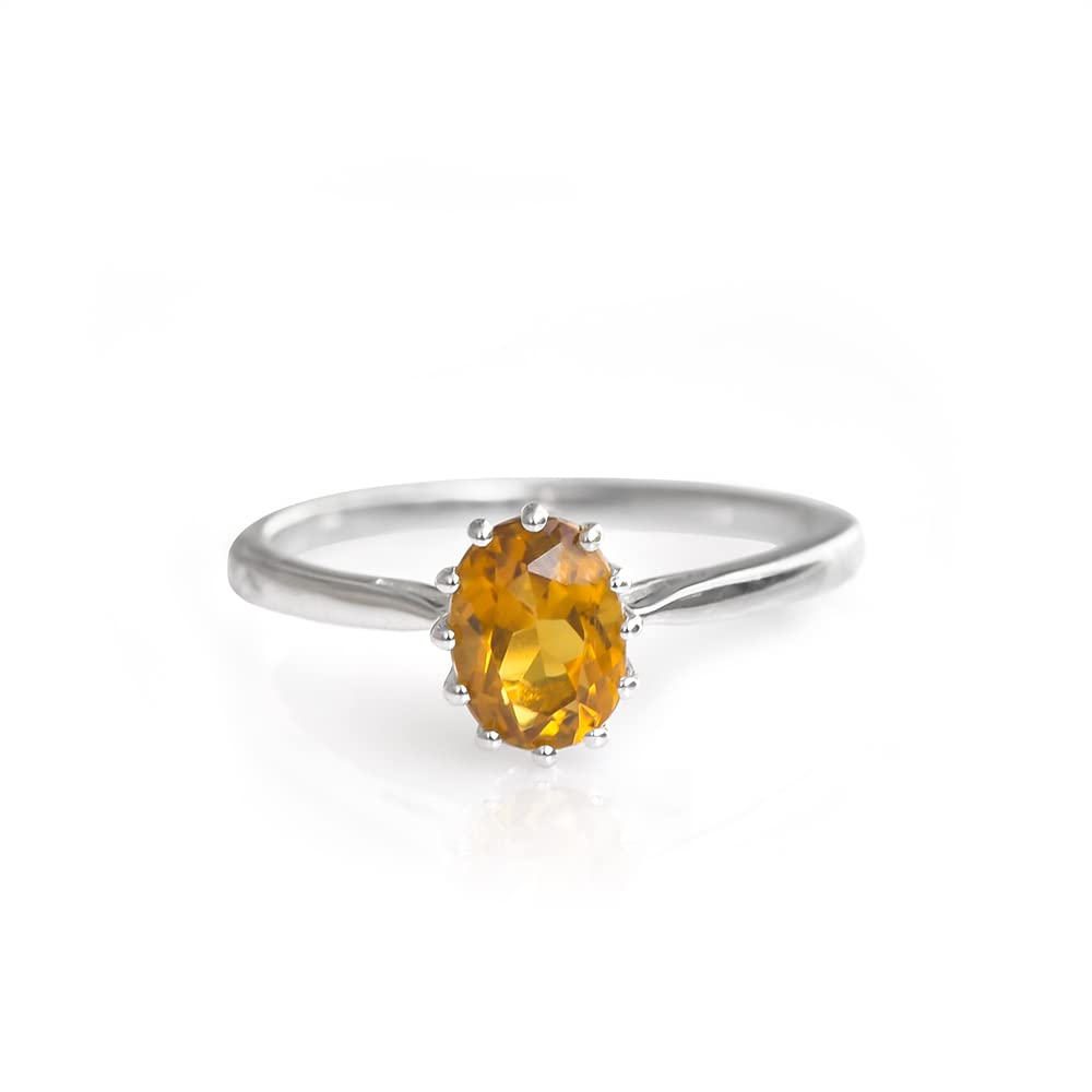YoTreasure 1.0 ct. t.w. Citrine Dainty Ring in .925 Sterling Silver
