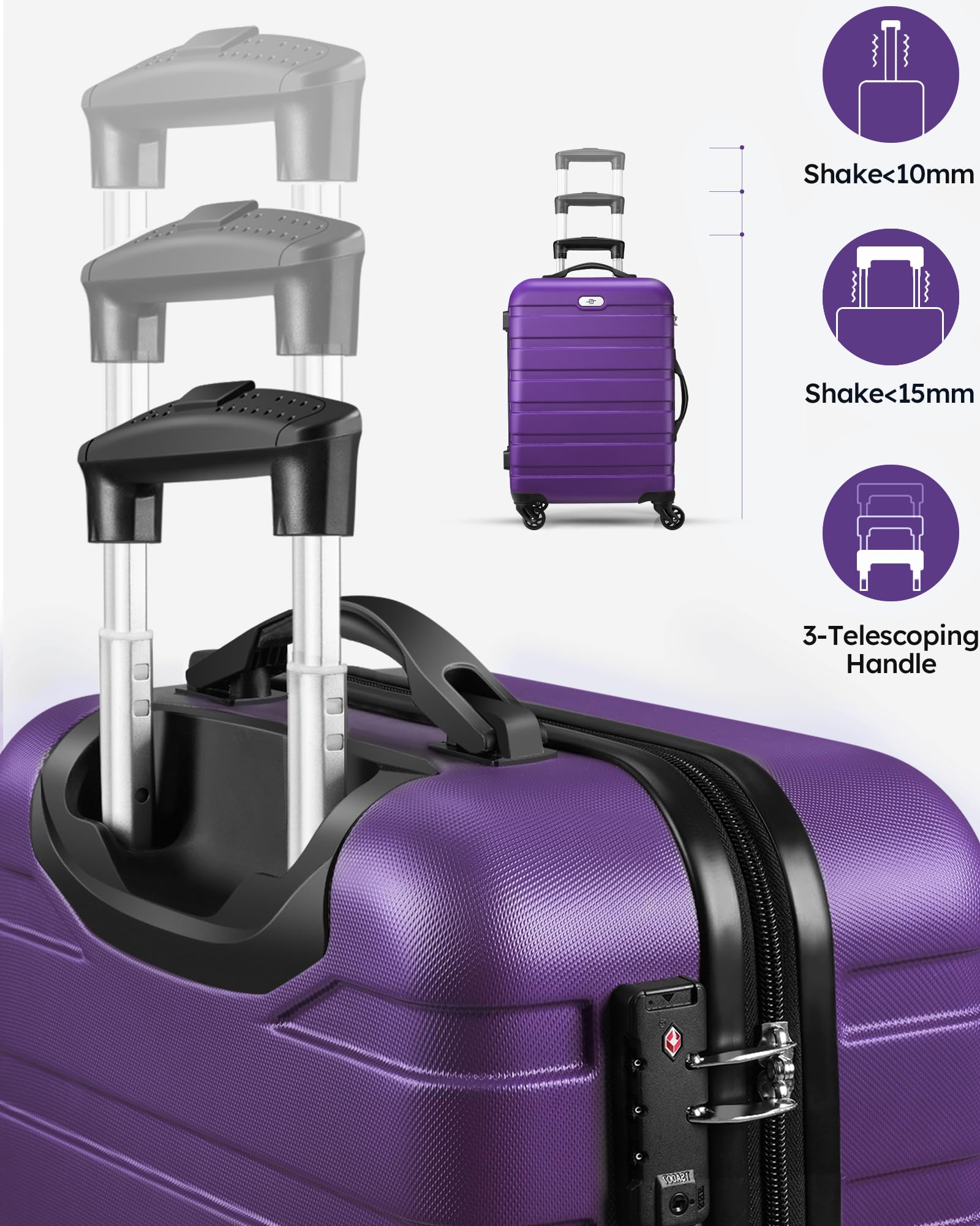 Suitour Luggage Sets 3 piece, Hardside Lightweight Suitcase sets with Spinner Wheels,TSA Lock,20/24/28 inches Travel luggage…