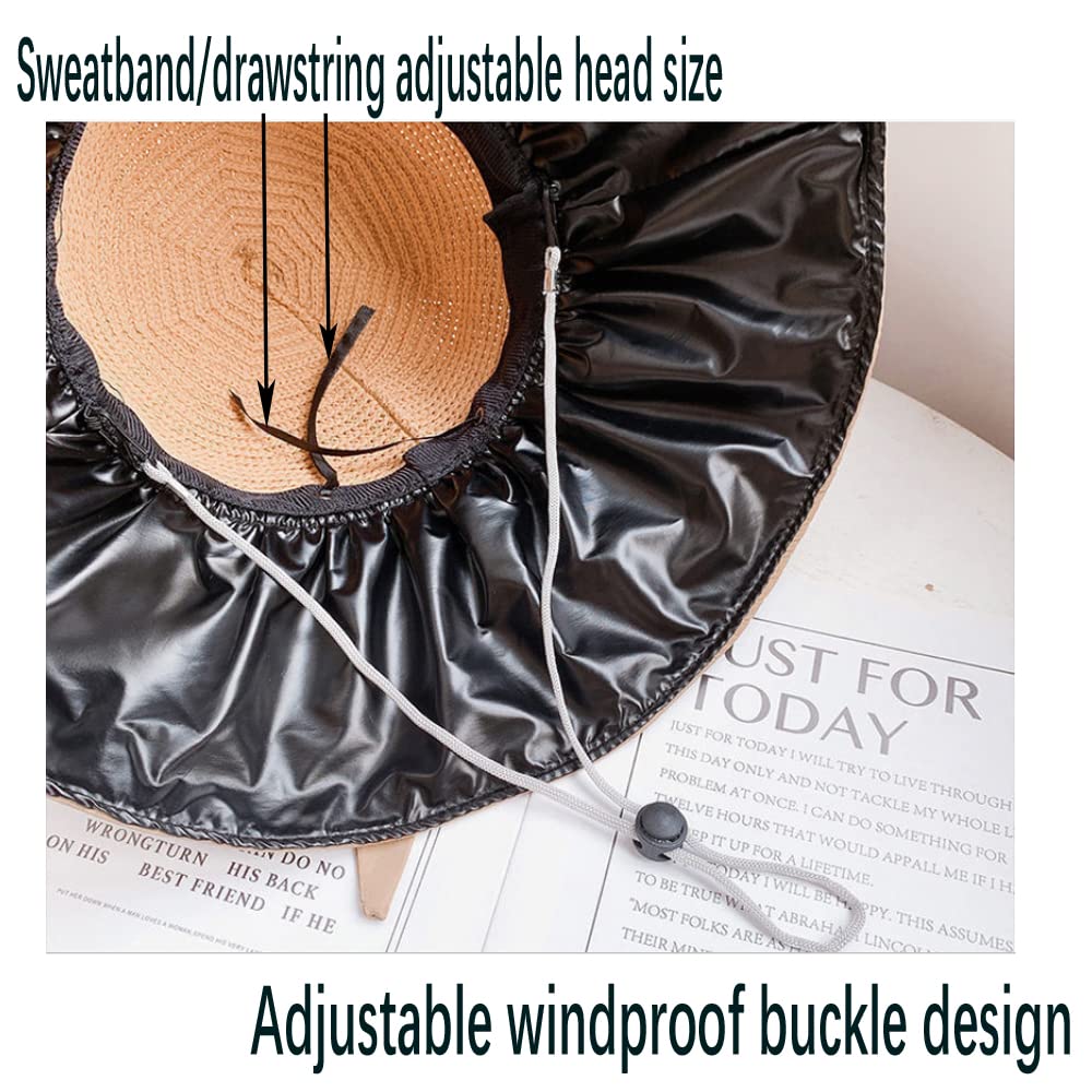 Women's UPF 50+ UV Sun Protection Breathable Wide Brim bowknot bucket hat Sun Hat (H-Black)