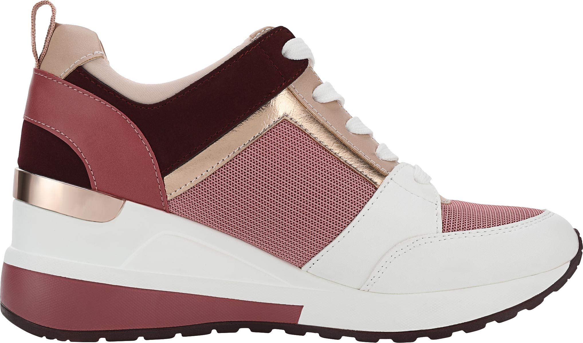 Yolanda Zula Women's Wedge Sneakers High Heel Fashion Lightweight Walking Shoes Pink, 9